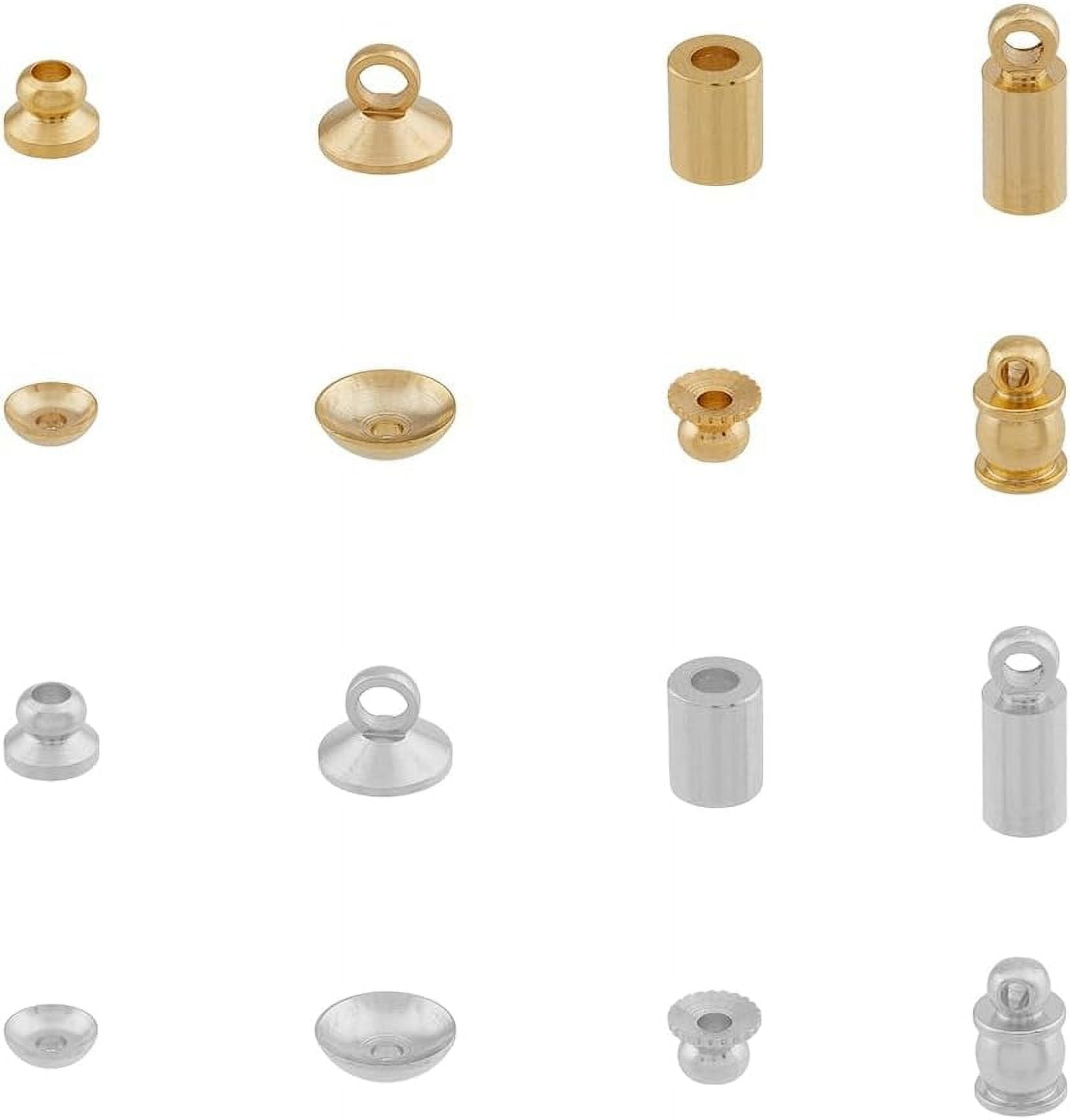 64Pcs 16 Styles Brass Cord End Caps Small Tassel Caps Barrel End Tip ...