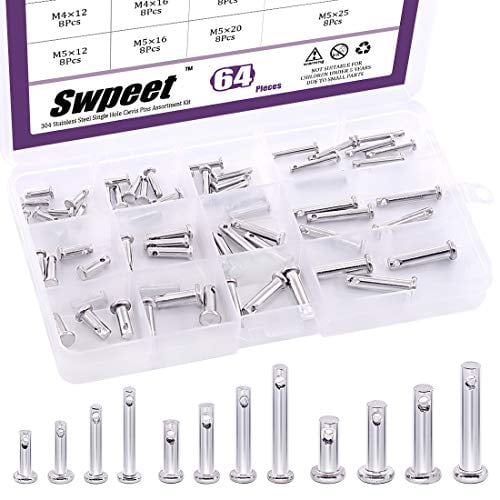 64Pcs 304 Stainless Steel M3 M4 M5 12 Type Clevis Pin Assortment Kit ...