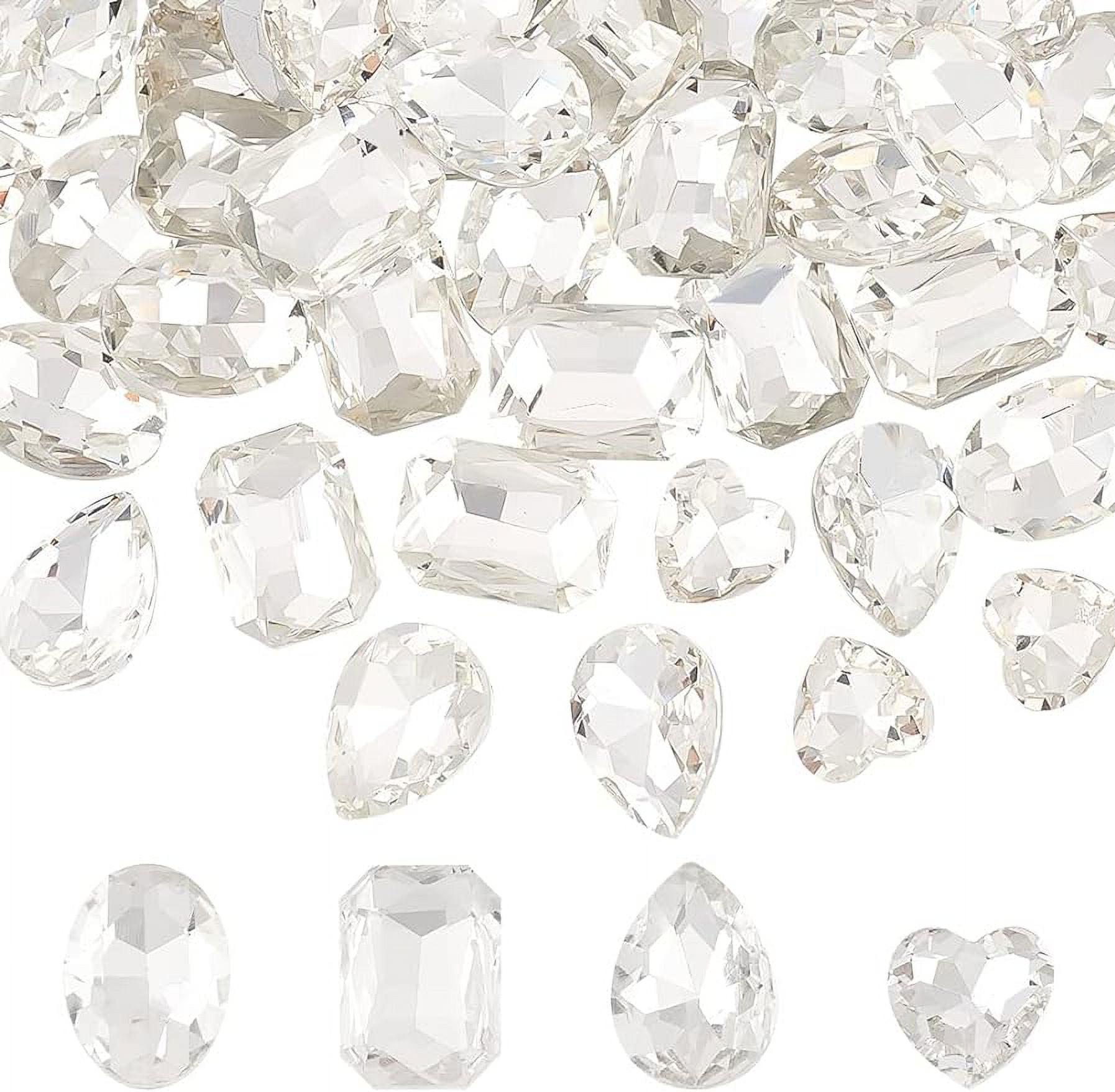 64Pcs 4 Shapes Pointed Back Rhinestone Glass Rhinestones Gems Clear ...