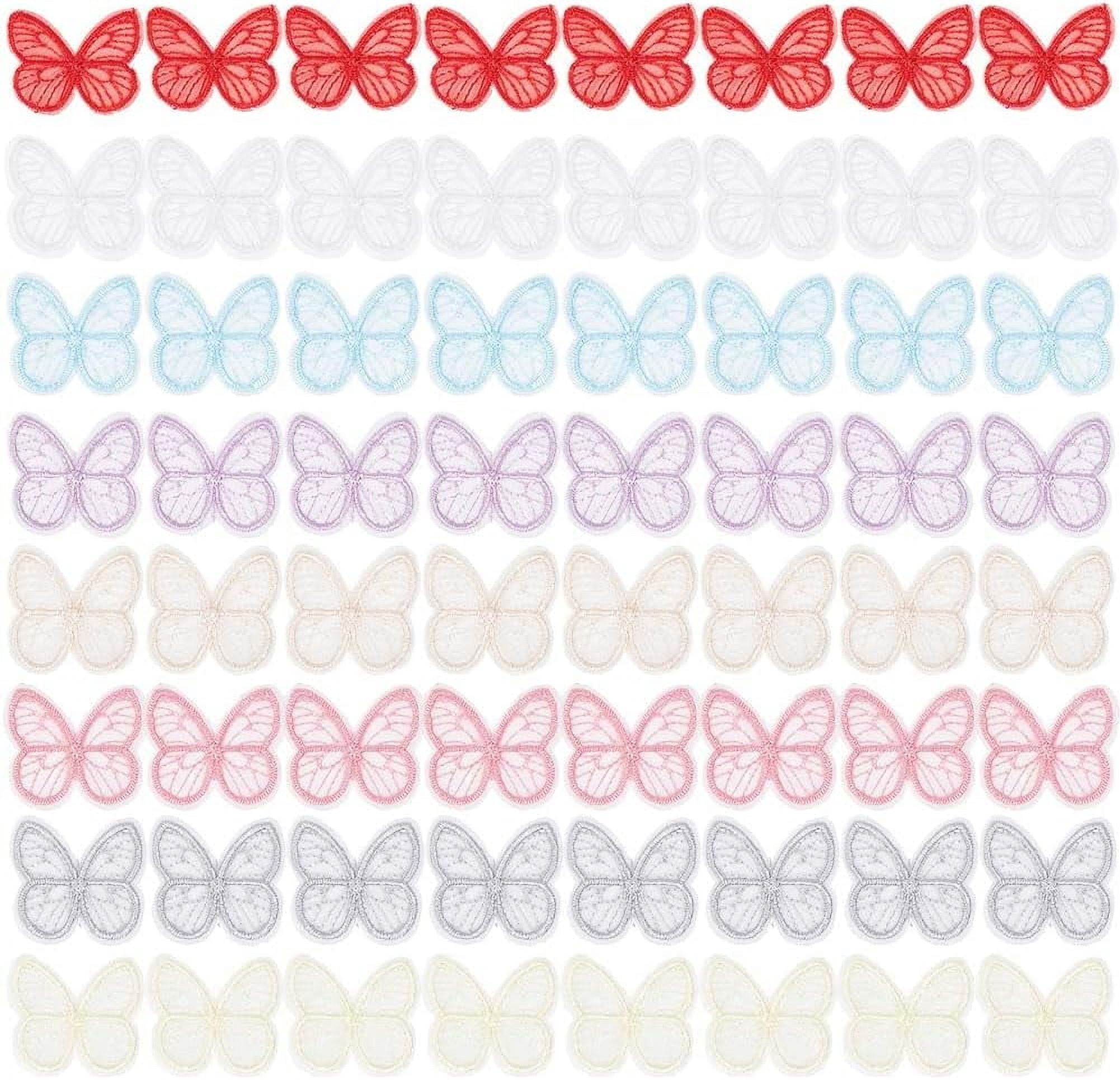 64Pcs 8 Colors Butterfly Lace Trim Embroidery Butterflies Appliques Sew ...