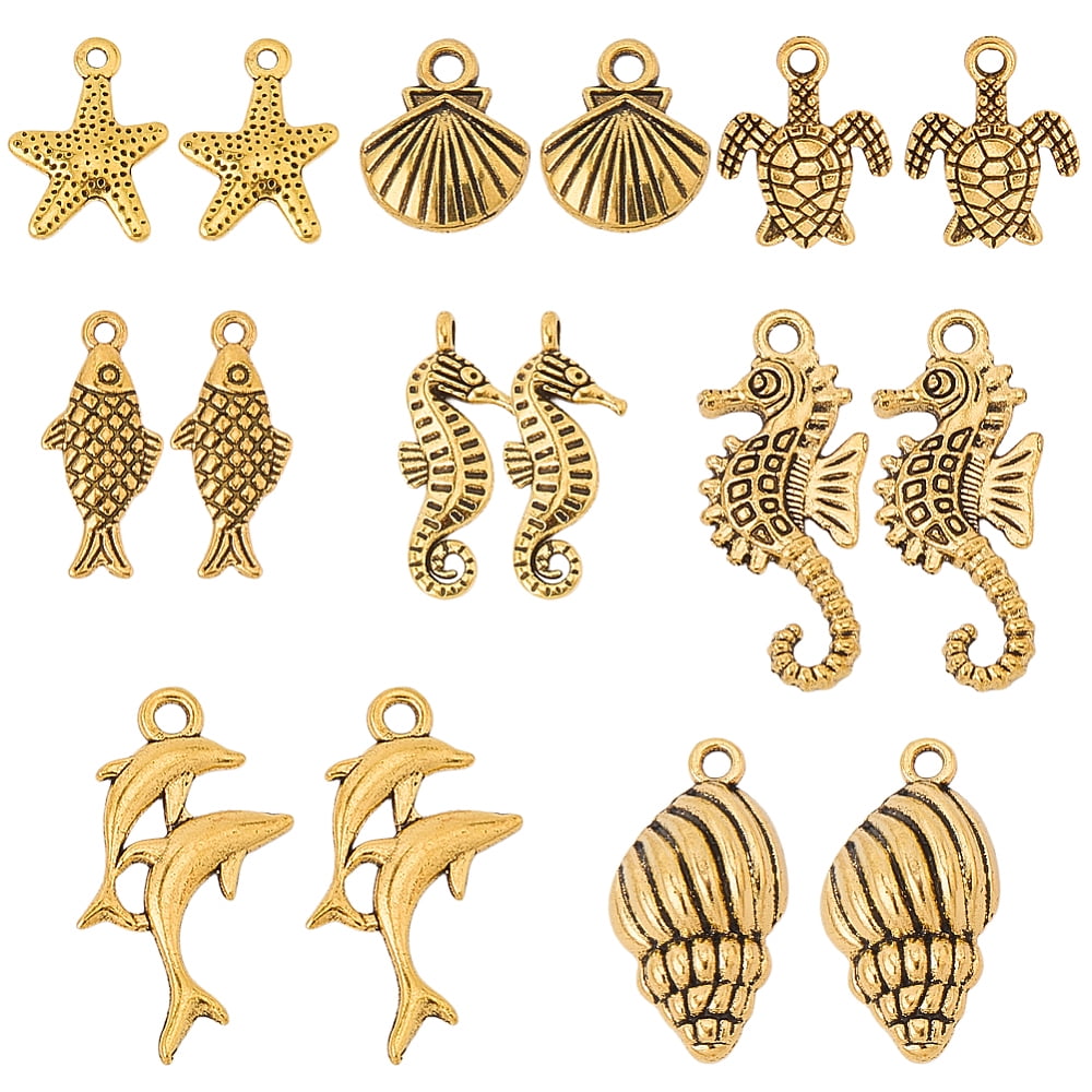 64Pcs 8 Styles Tibetan Style Alloy Pendants Sets Mixed Shape Charms ...