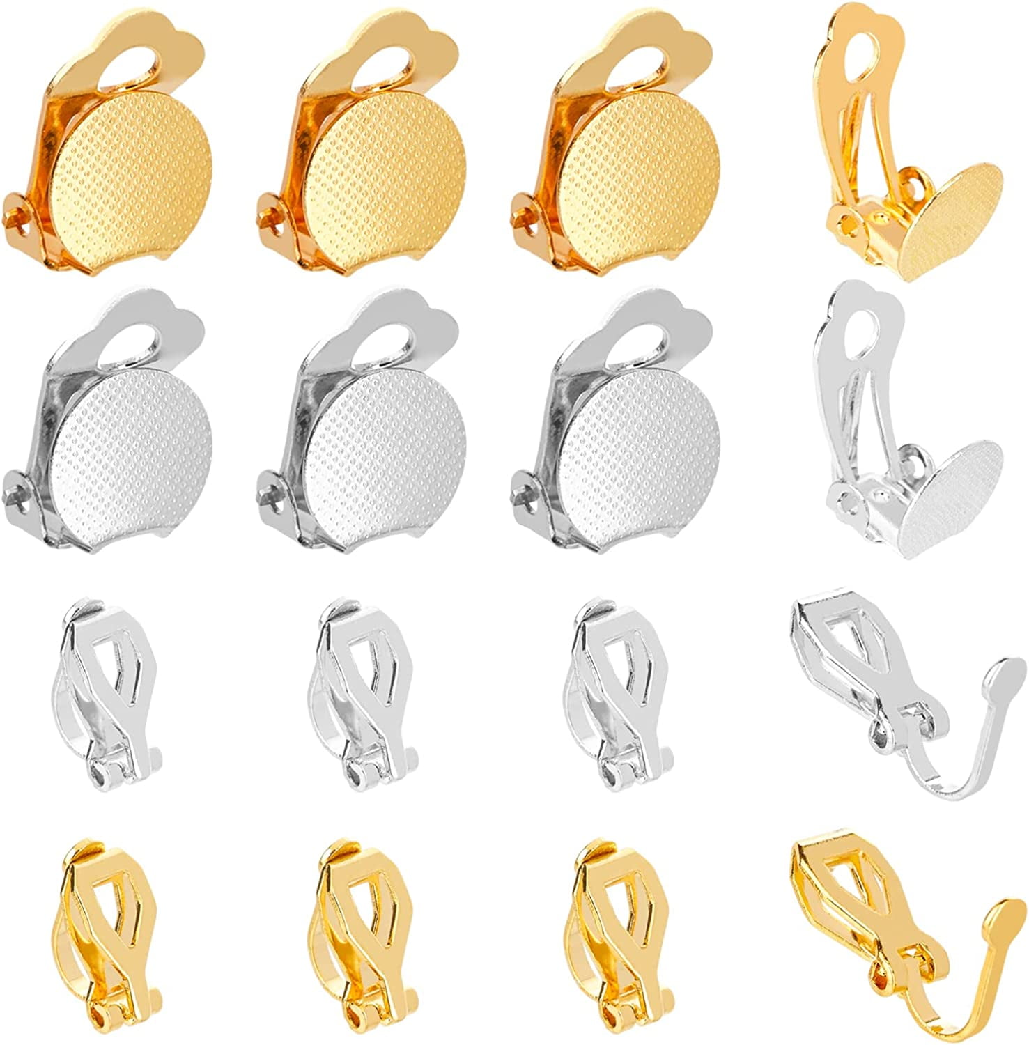 64Pcs Brass Clip-on Earring Findings Platinum & Golden Earring Pads ...
