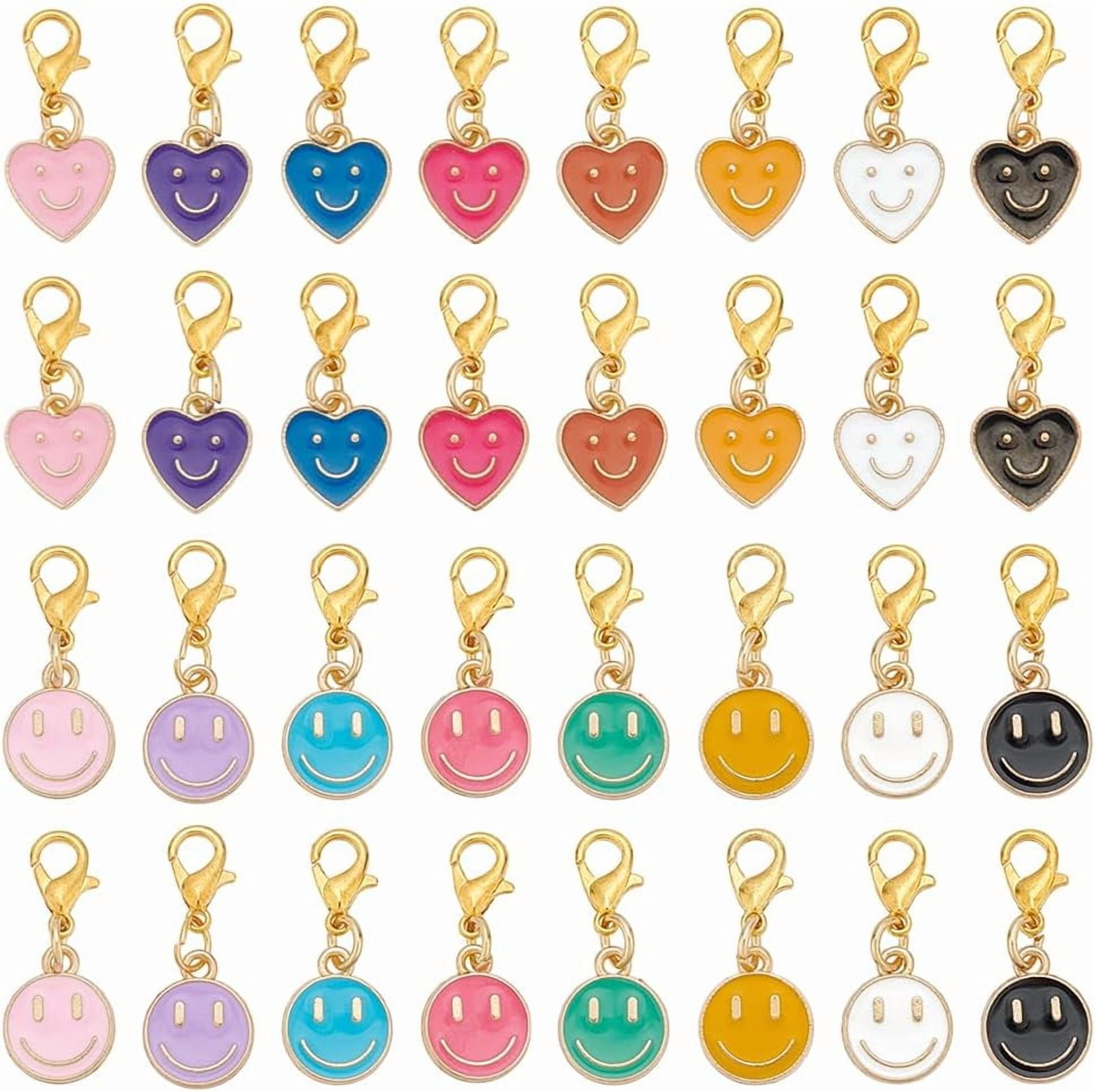 64Pcs Face Charms Colorful Face Charms Heart Round Charms Bulk with ...