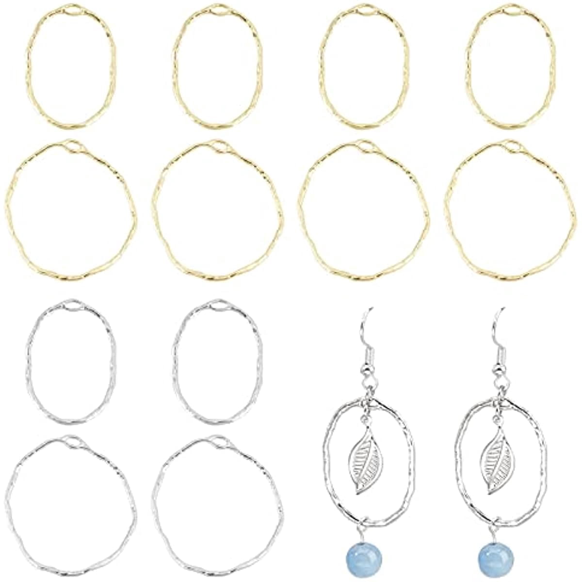 64Pcs Ring Open Bezel Pendants Oval Open Back Bezel Pendants Geometric ...
