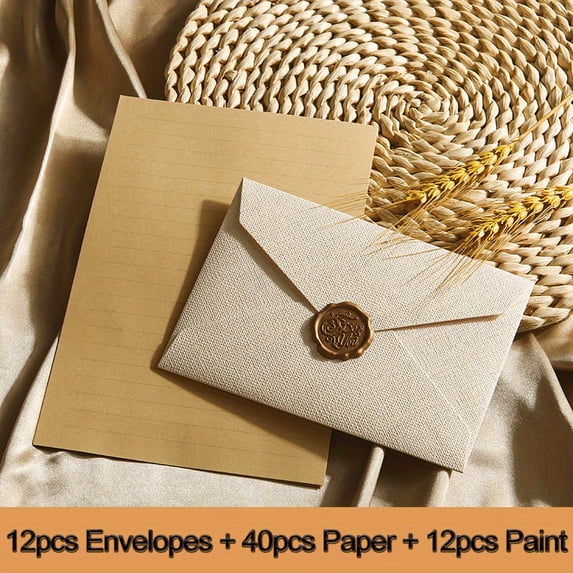 64Pcs Stationery Set, Linen Stationery Paper and Envelopes Set with Wax ...