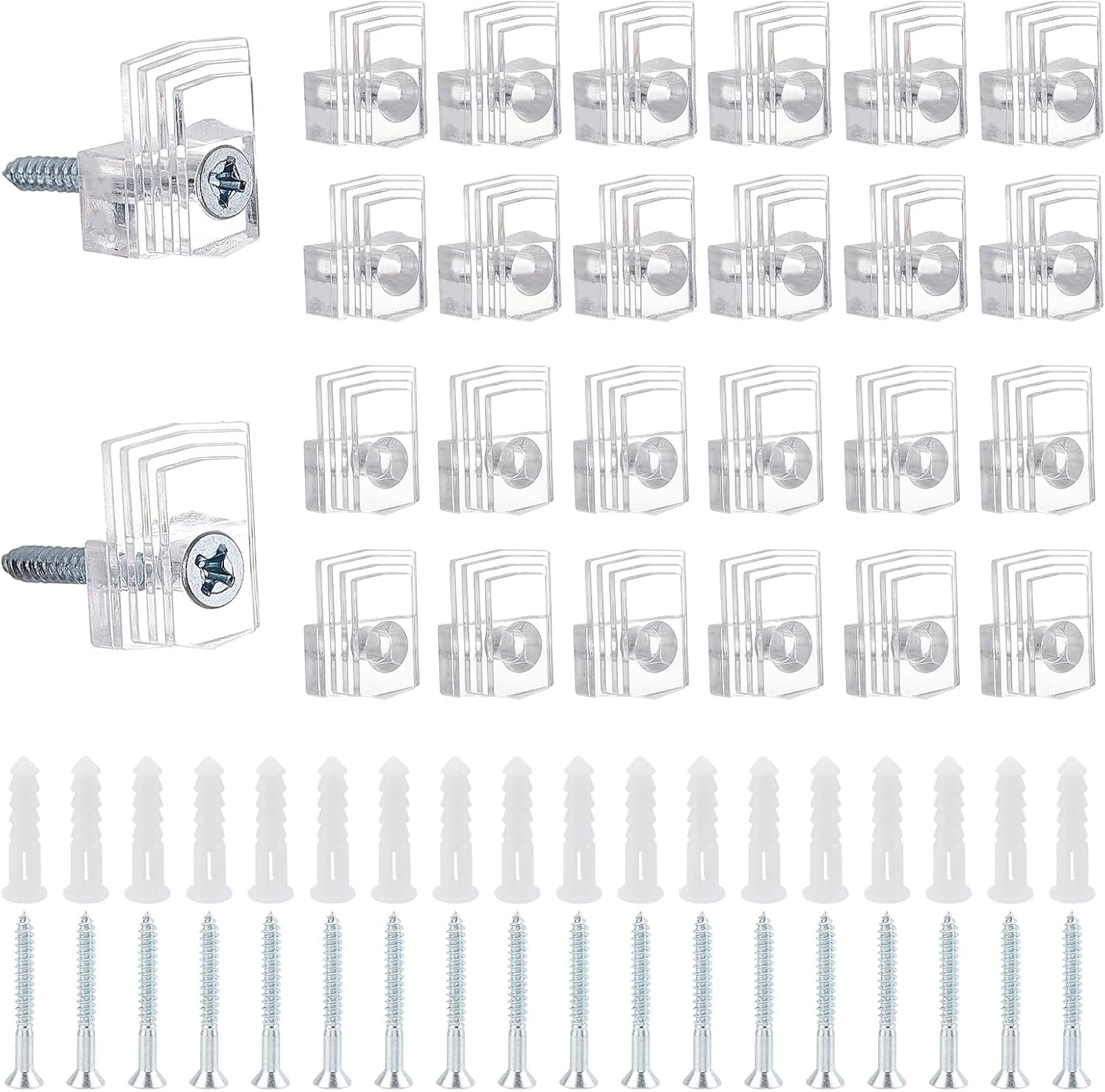 64Sets 2 Style Clear Plastic Mirror Holder Clips Clear Plastic Mirror ...