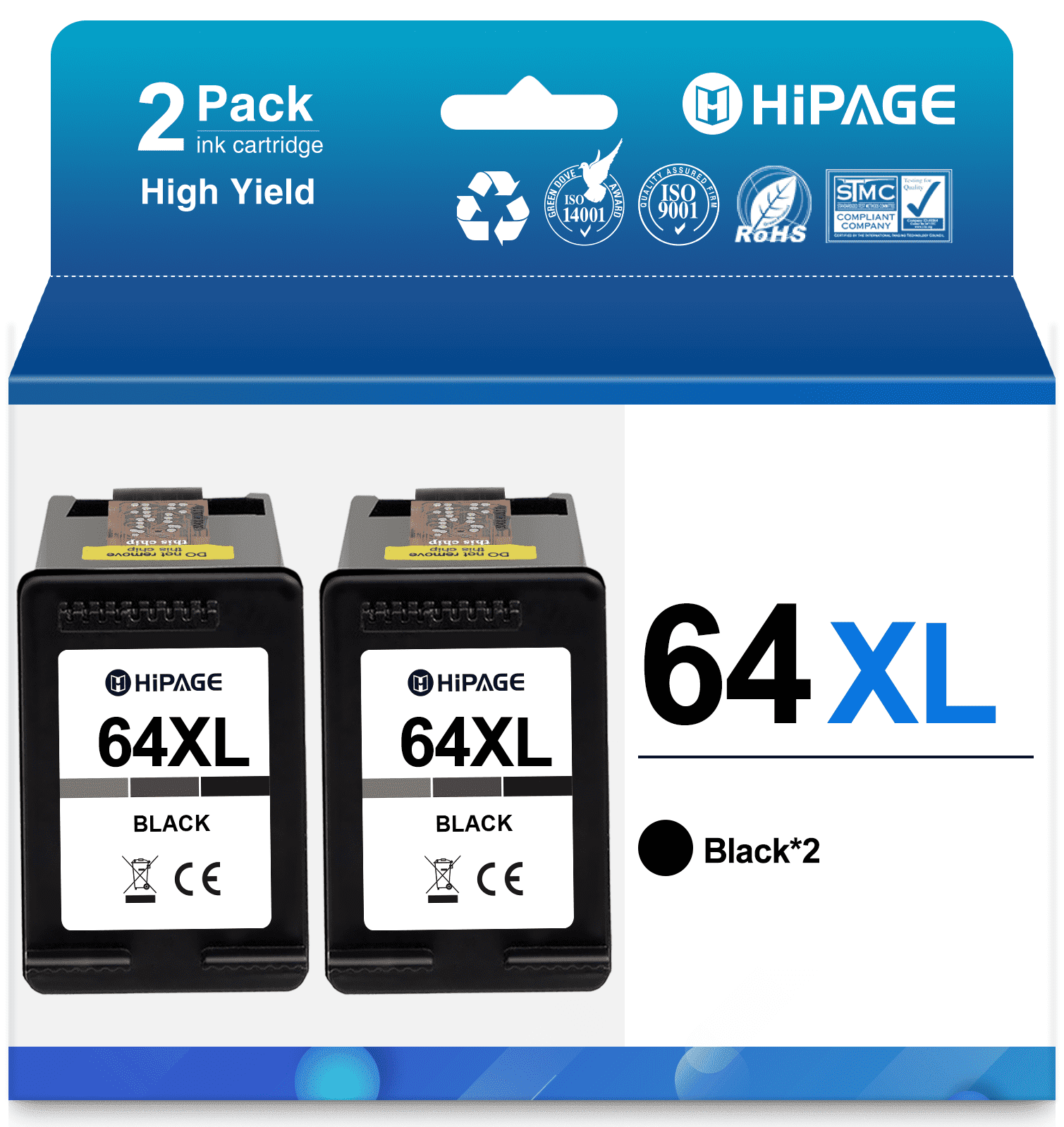64XL 64 Ink Cartridges Compatible for HP 64 Black Ink Cartridge for HP ...