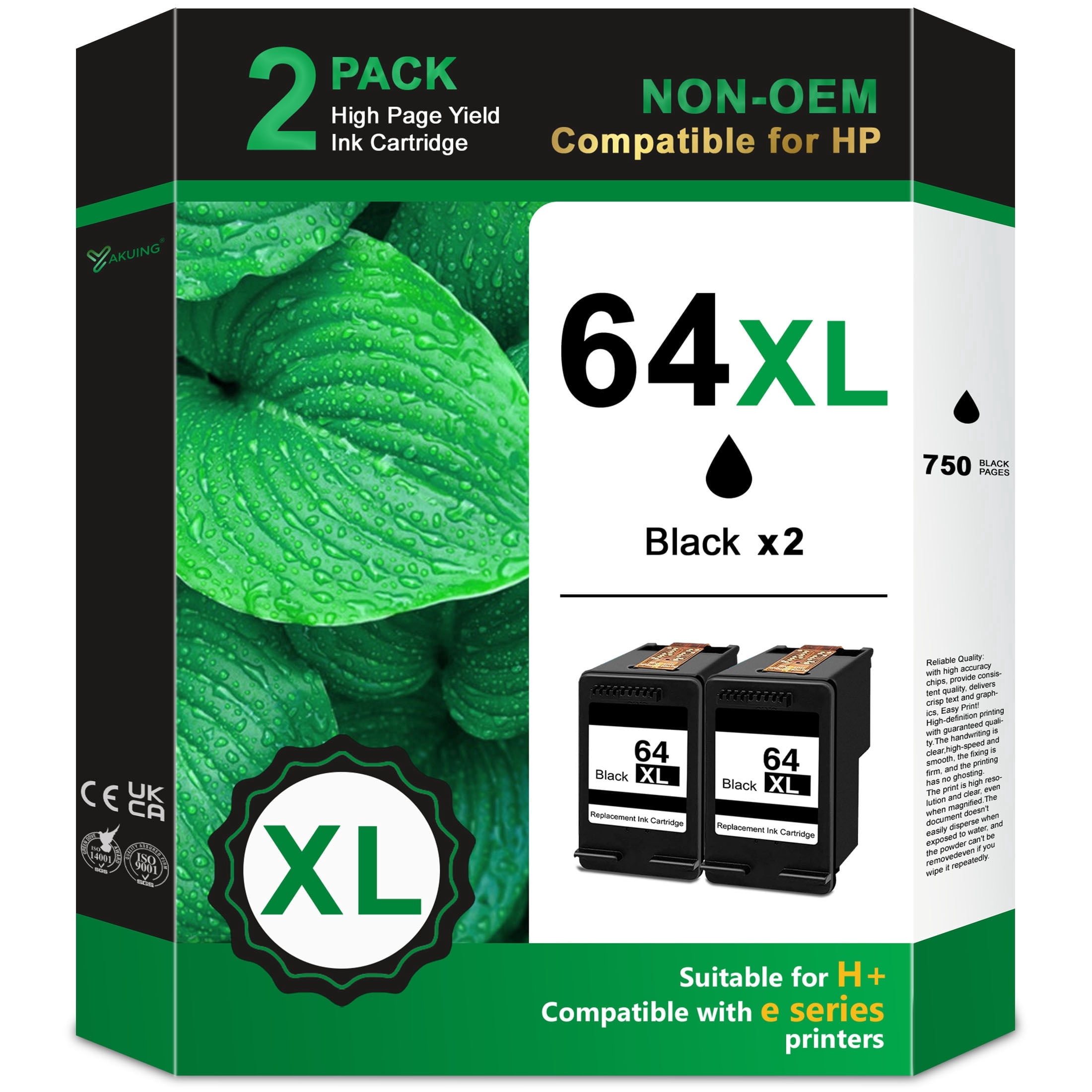 64XL Black Ink Cartridges Compatible for 64XL Ink Cartridge Work with ...