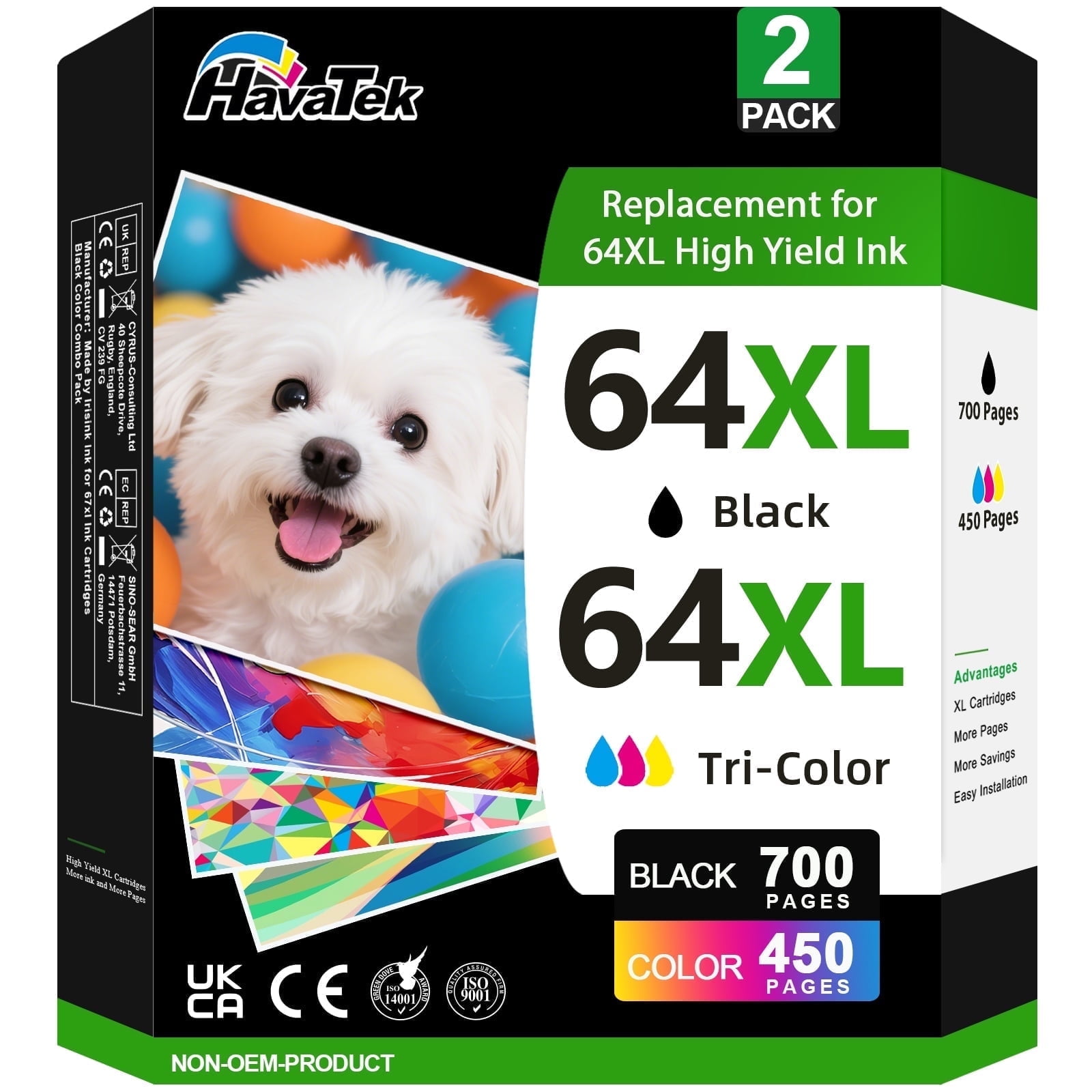 HavaTek 64XL Ink Cartridge, Black and Color, High-Yield, for HP Envy ...