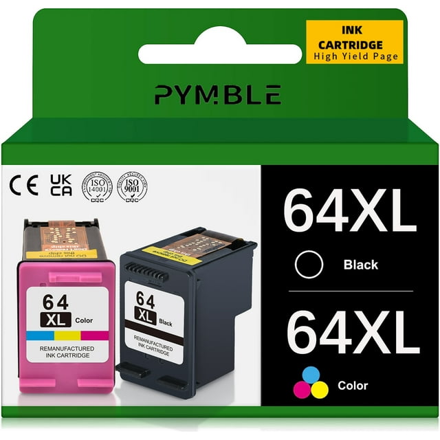 64XL Ink Cartridge for HP 64 Ink Cartridges Combo Pack for HP Printer ...