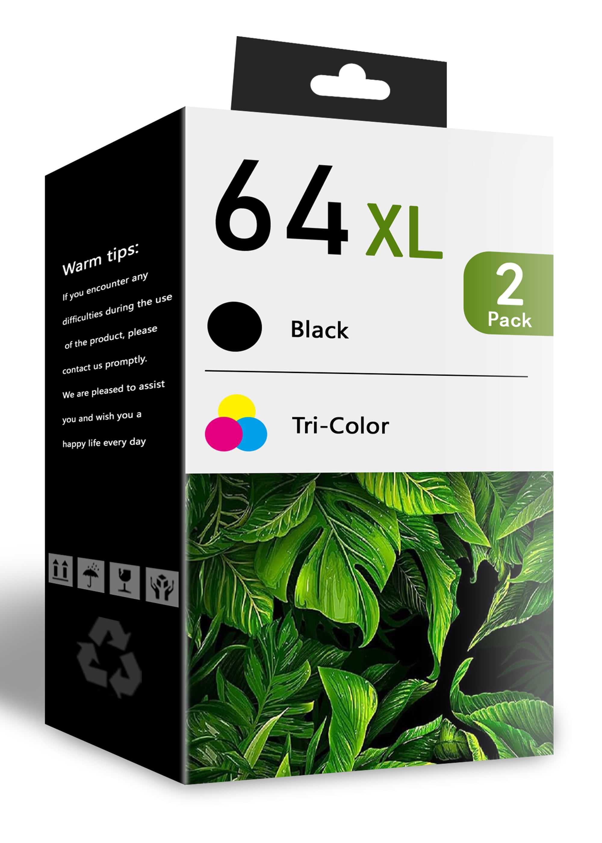 64XL Ink Cartridges (2 Pack,Bk/Tri-Color) - Ink Cartridges Replacement ...