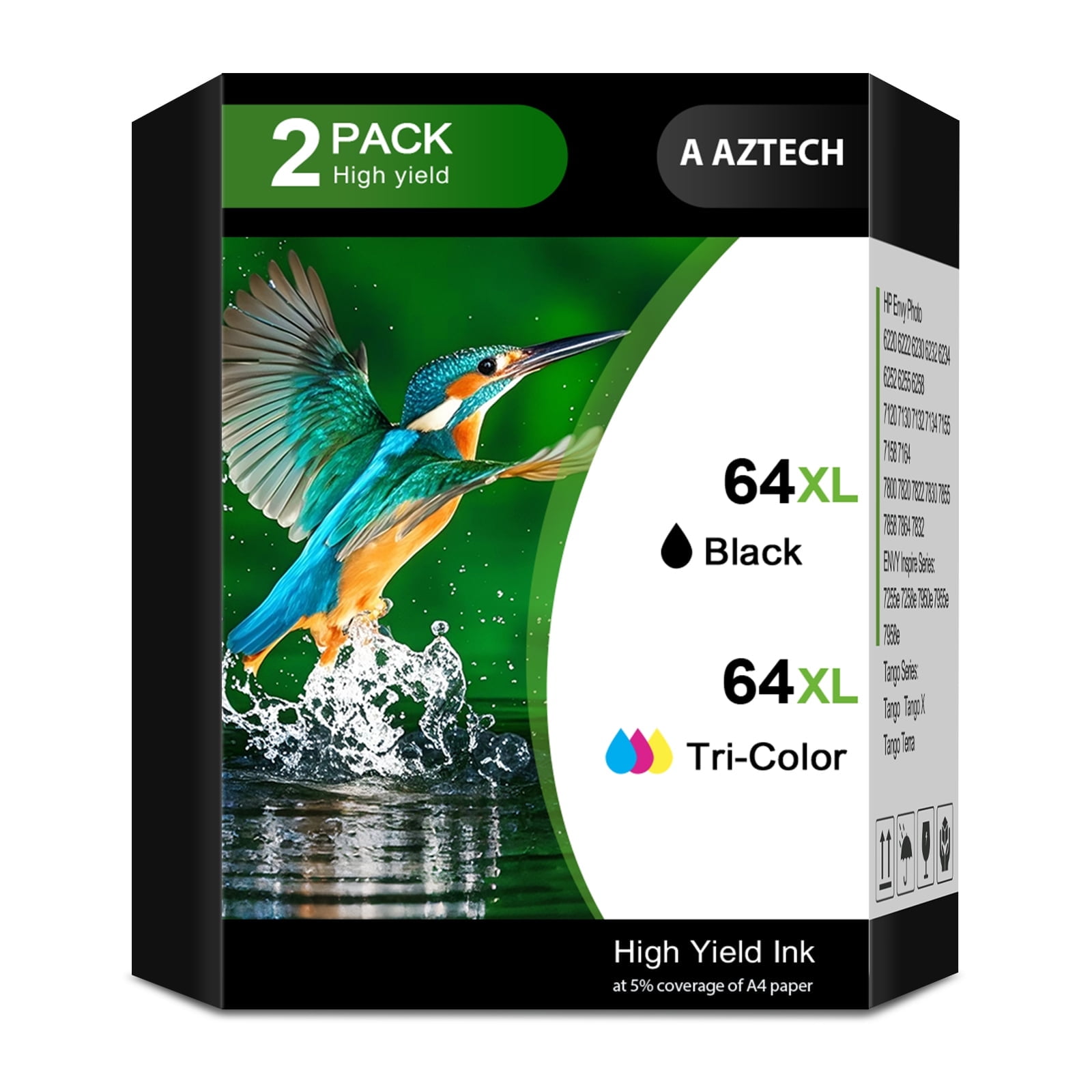 64XL Ink Cartridges Compatible for HP 64 64XL Black and Color for Envy ...