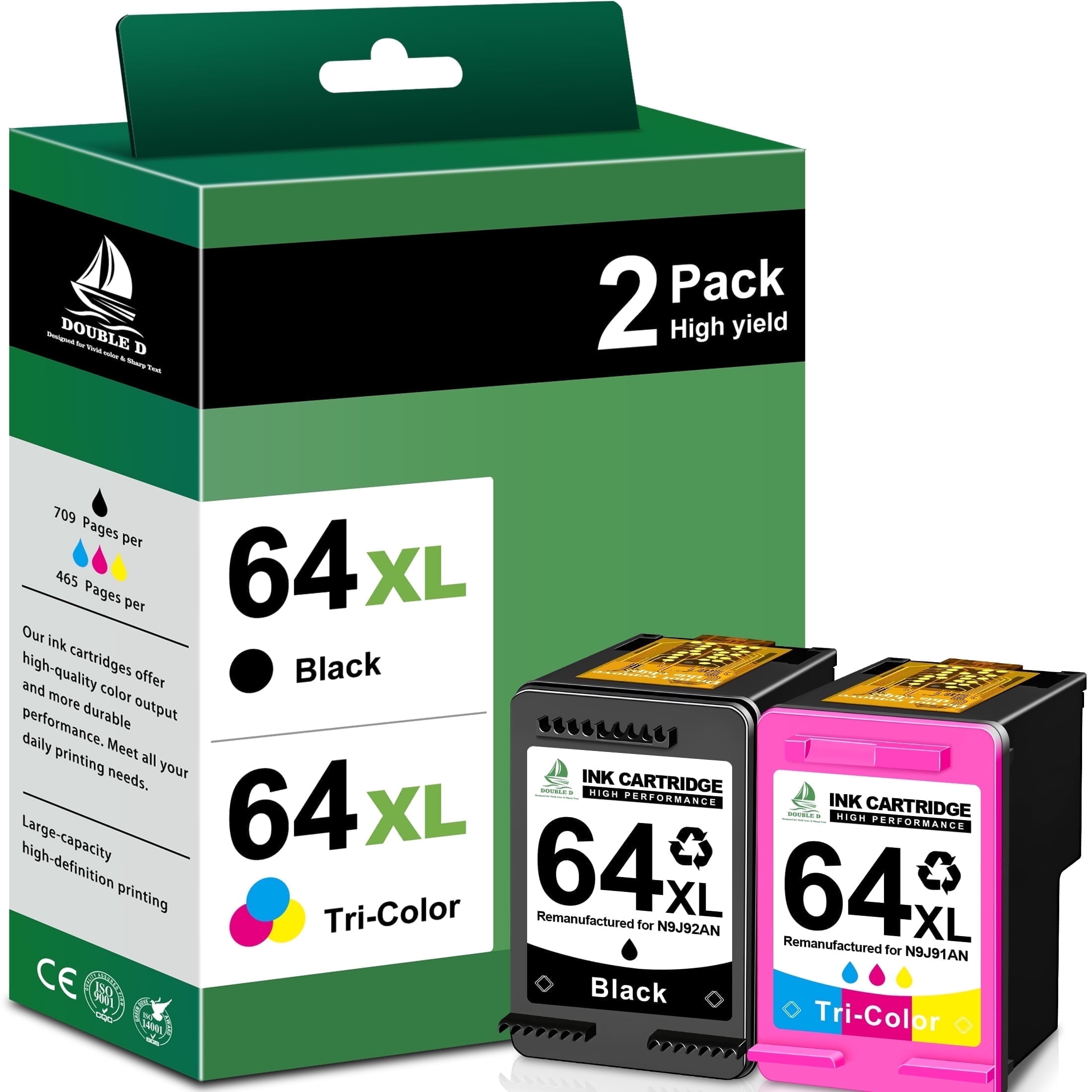 64XL Ink Cartridges Compatible for HP 64 Ink Cartridges Combo Pack for ...