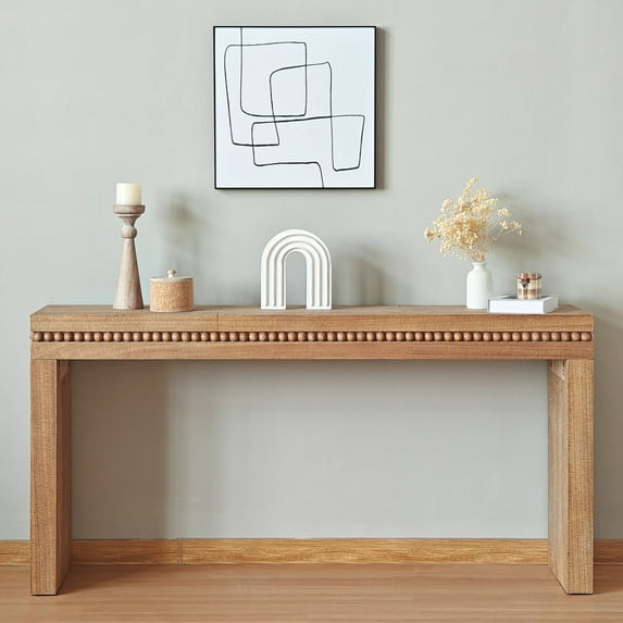 64in Rustic Wood Console Table - Entryway Table, Natural Wood Color ...