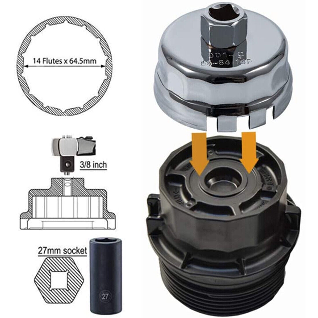 64mm Oil Filter Wrench Cap for Toyota Corolla Matrix Prius Scion Lexus ...