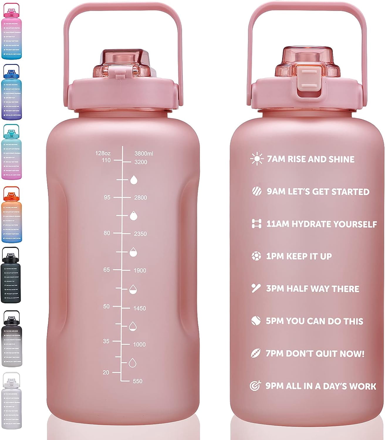 64oz,100oz,128oz Large Motivational Water Bottle with Time Marker ...