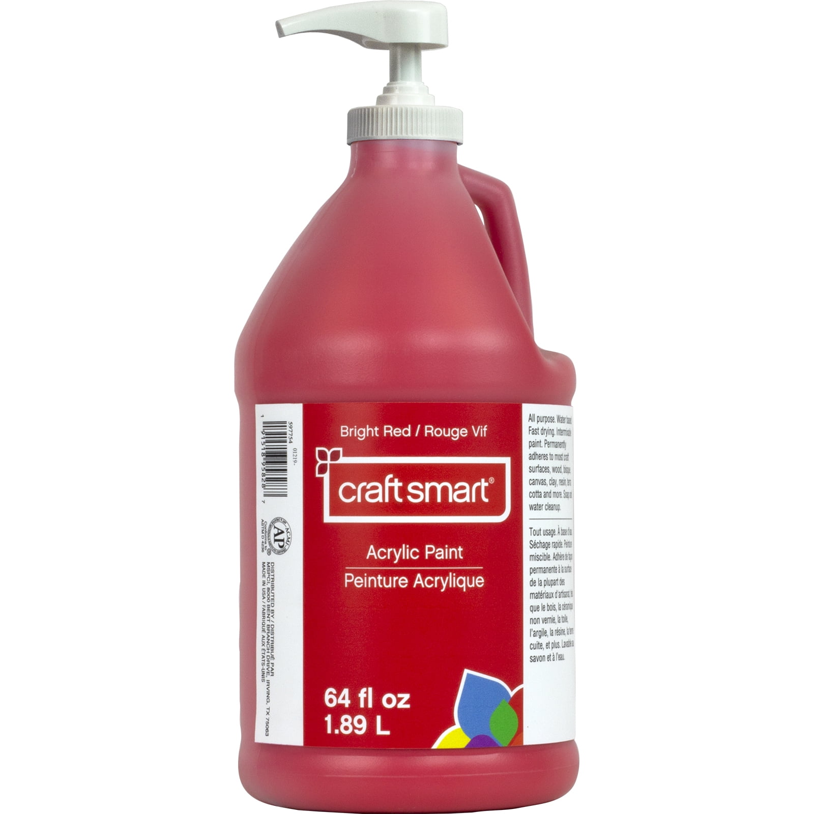 64oz. Bright Red Acrylic Paint by Craft Smart - Fast Drying Paint for ...