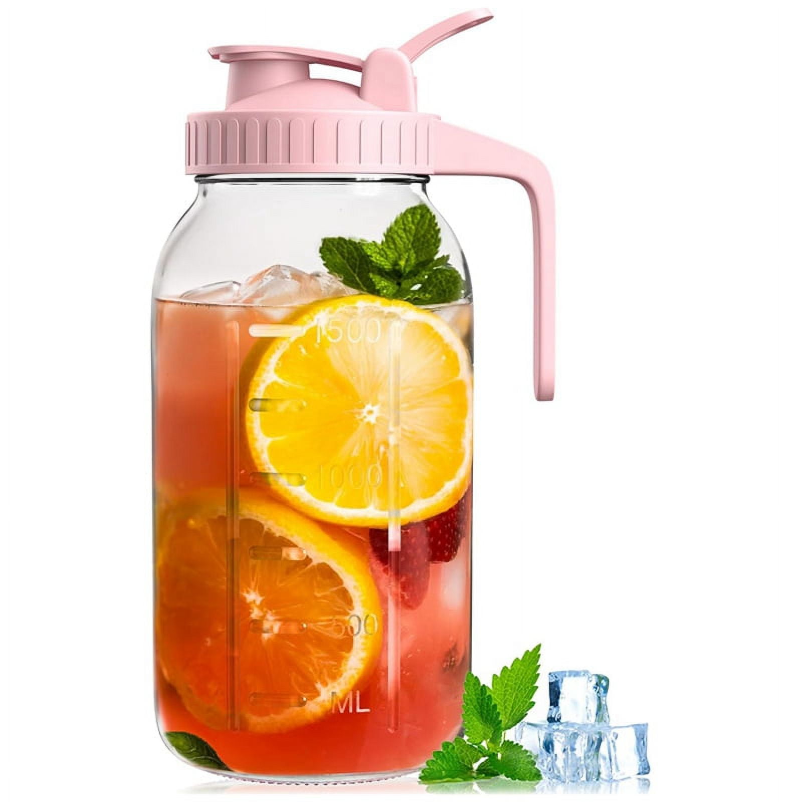 64oz Glass Jar Pitcher with Lid,2 Quart Airtight Glass Water Jug ...