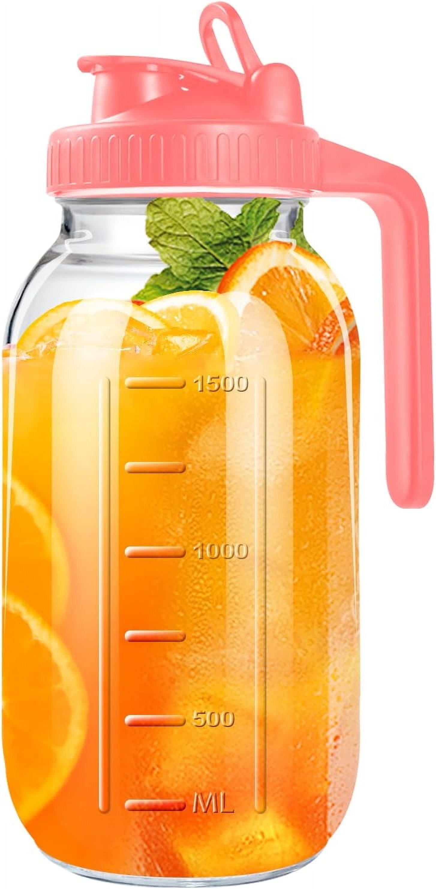 64oz Glass Pitcher with Lid, 2 Quart Mason Jar Pitchers with Lid and ...