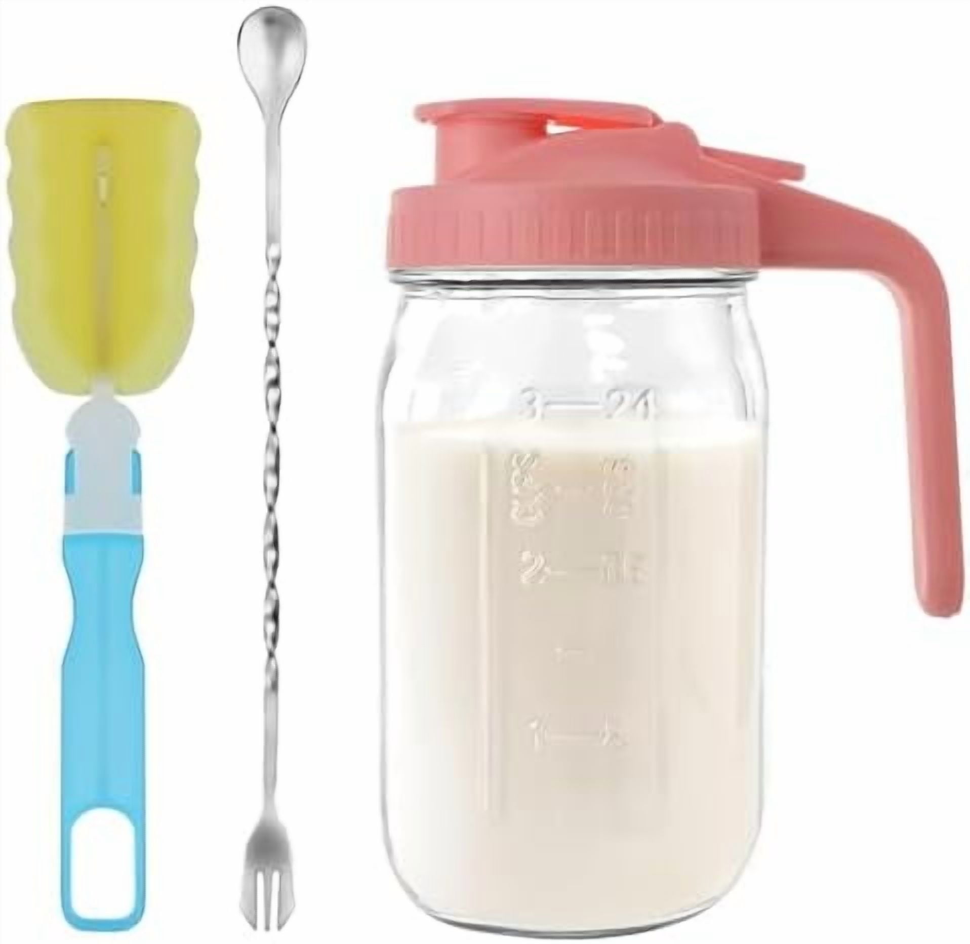 64oz Glass Pitcher with Lid &Pour Spout - 2 Quart Breastmilk Pitcher ...