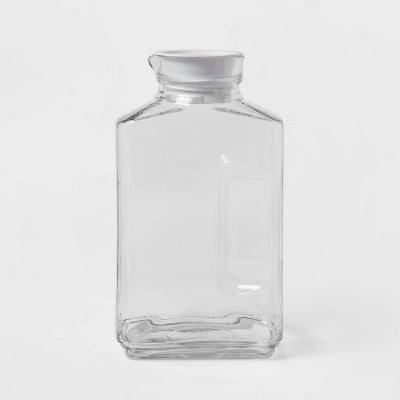 64oz Glass Straight Side Pitcher with Lid - Dishwasher-Safe Drink ...