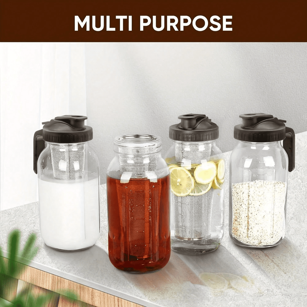 64oz Large Capacity Cold Brew Coffee Maker Jar - Durable Thick Glass ...