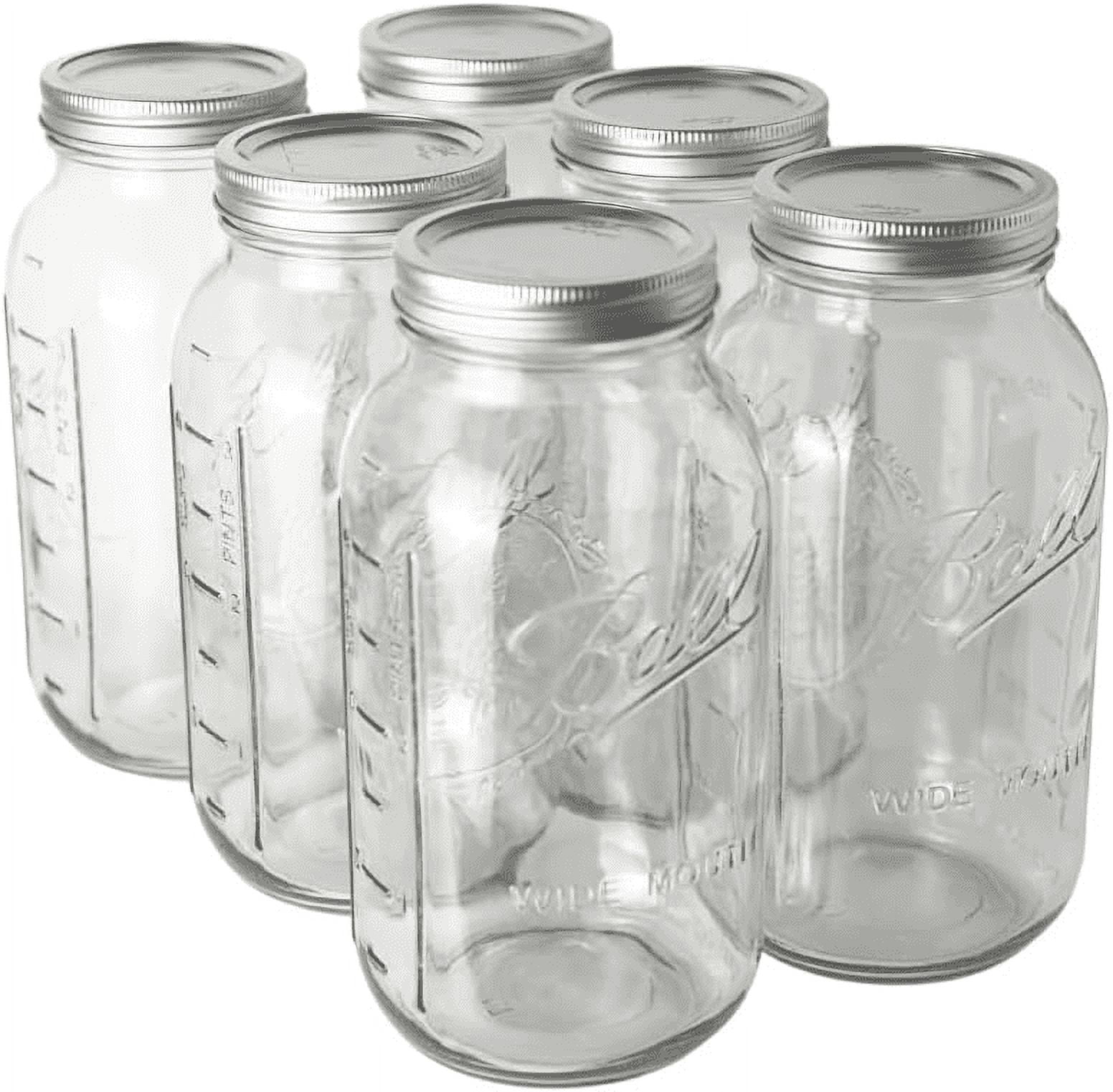 Ball - 64oz Wide Mouth Mason Jars with Lids & Bands 6-Pack Half Gallon ...