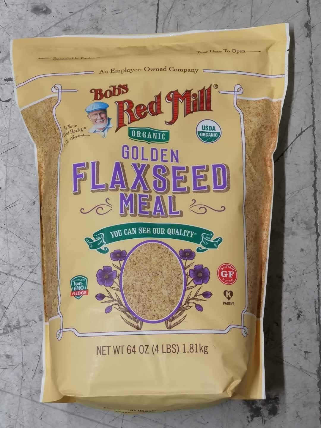 64oz Organic Ground Golden Flaxseed Meal for Breakroom Kitchens ...