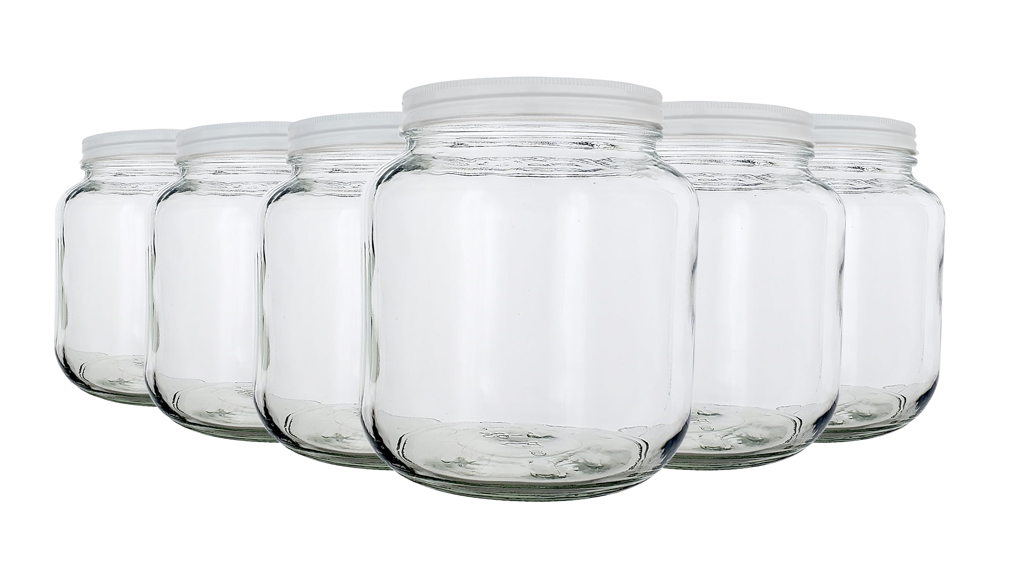 64oz Large Mason Size Wide Mouth Jars with Solid 110mm Metal Lids (Pack ...