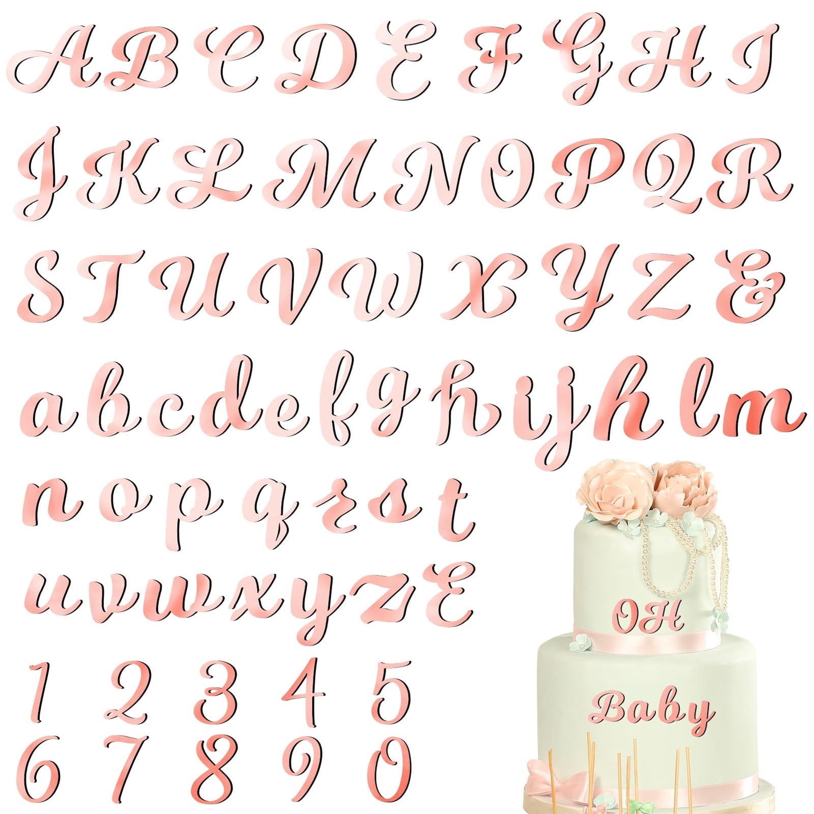 64pcs Acrylic Letters Cake Alphabet Numbers Topper Picks Decor Party ...