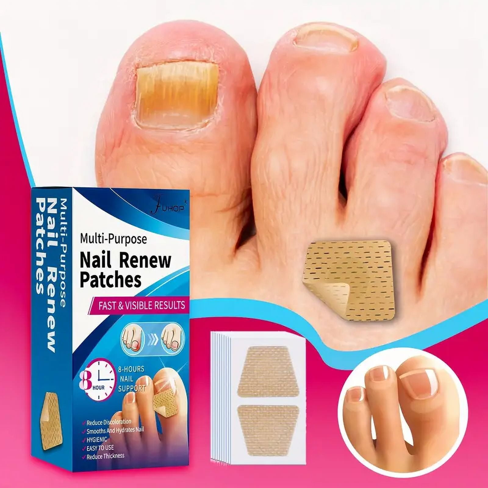 64pcs Fungal Nail Patches, Extra Strength Toenail Fungus Treatment For ...