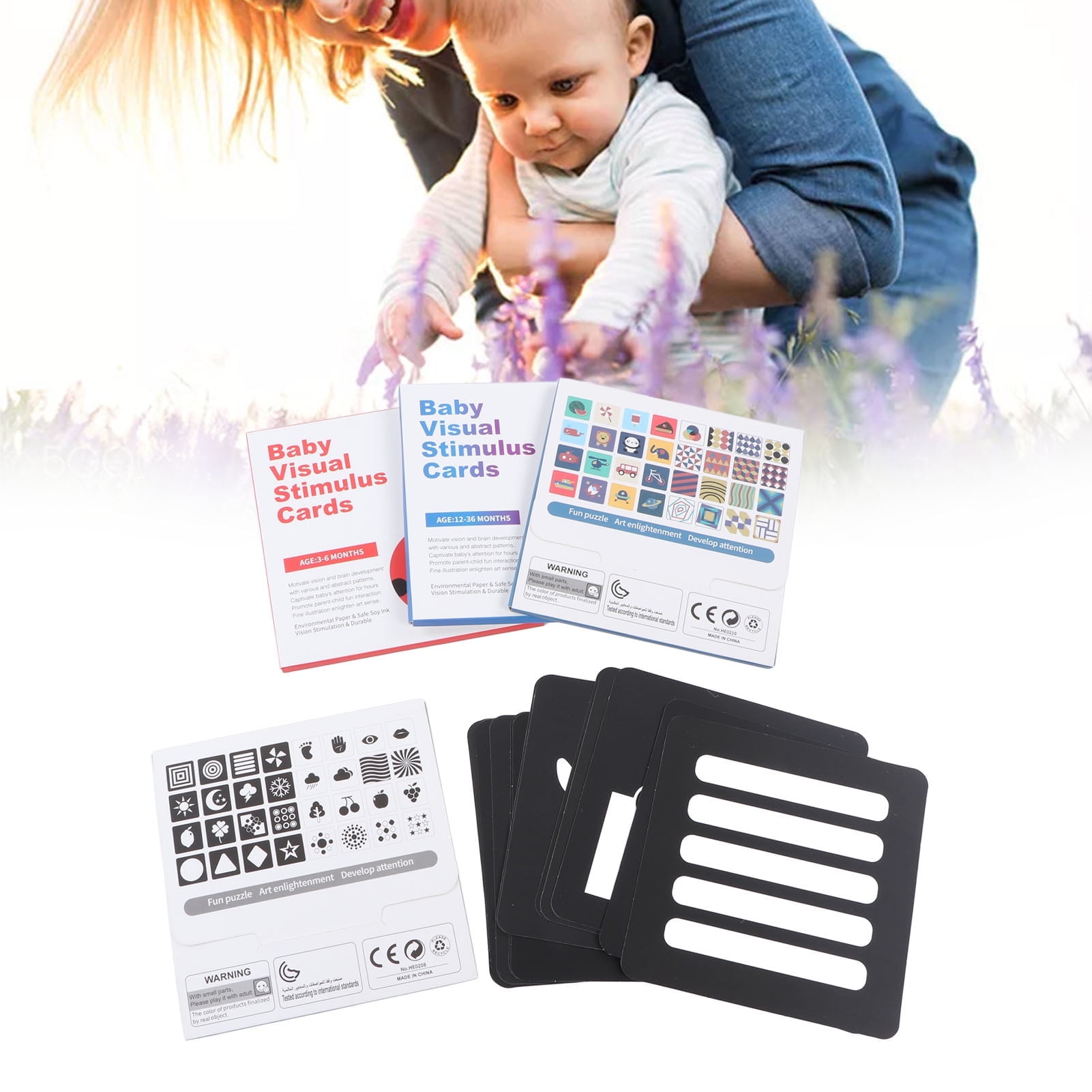 64pcs High Contrast Montessori Sensory Visual Stimulation Flashcards ...