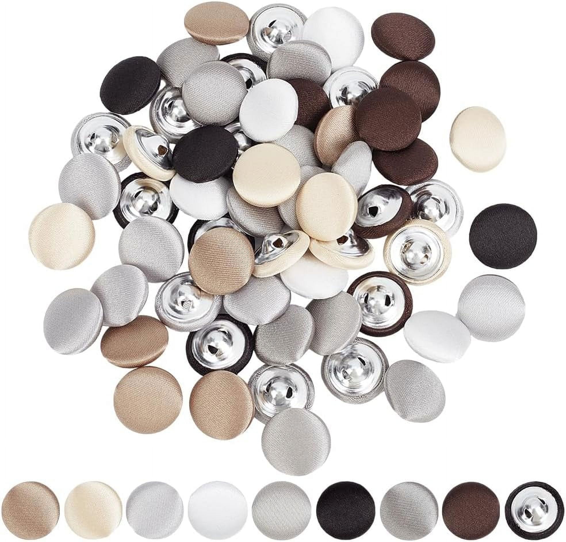 64pcs Sewing Shank Buttons 8 Colors Satin Covered Buttons Cloth with ...