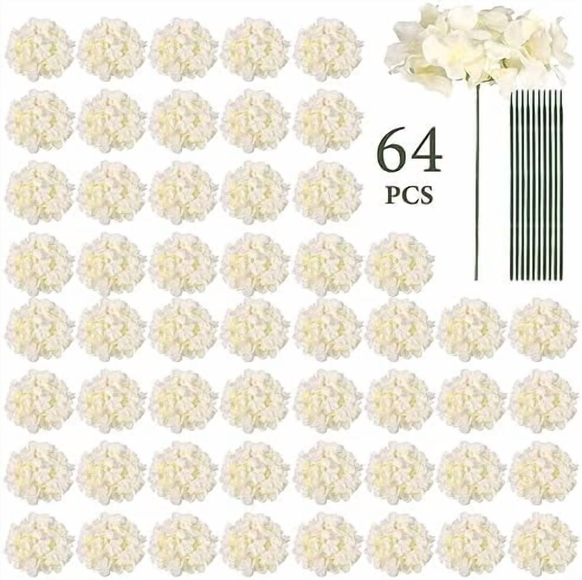 64pcs Silk Hydrangea Artificial Flowers, Champagne Artificial Hydrangea ...