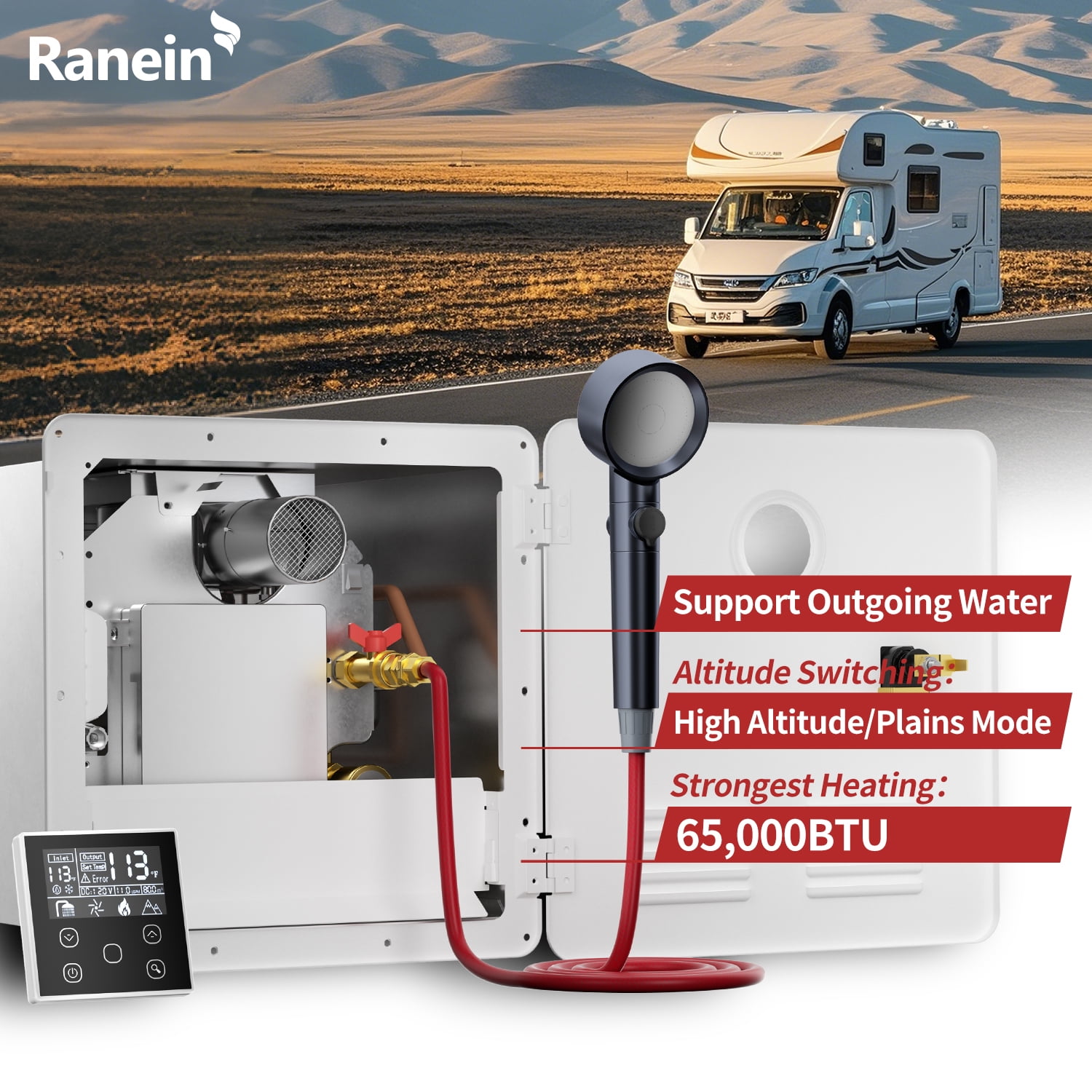 65,000 BTU RV Tankless Water Heater, Updated Version, Max 3.9 GPM, with ...