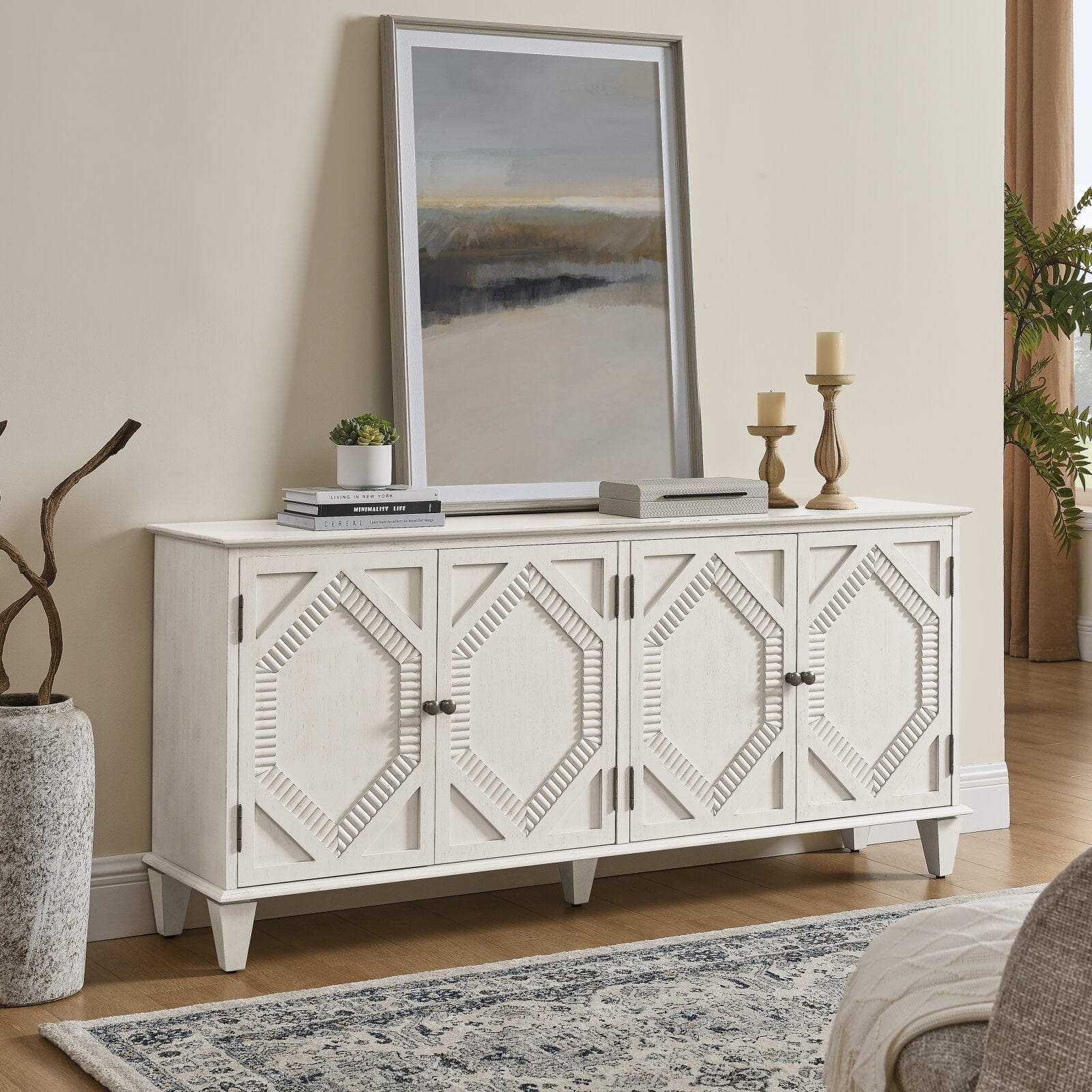 65.2" Modern Sideboard Buffet Cabinet with Adjustable Shelf ...