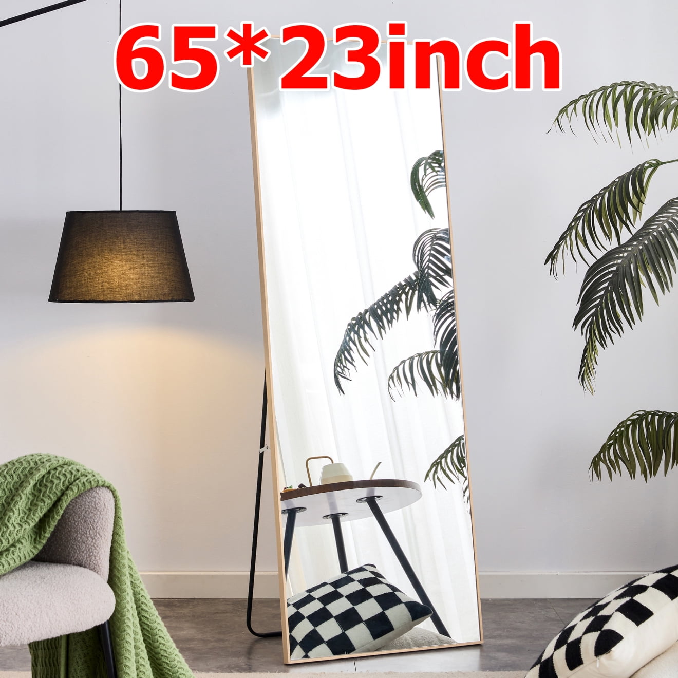 65*23-Inch Rectangular Full Body Mirror with Bracket, Modern Hanging ...