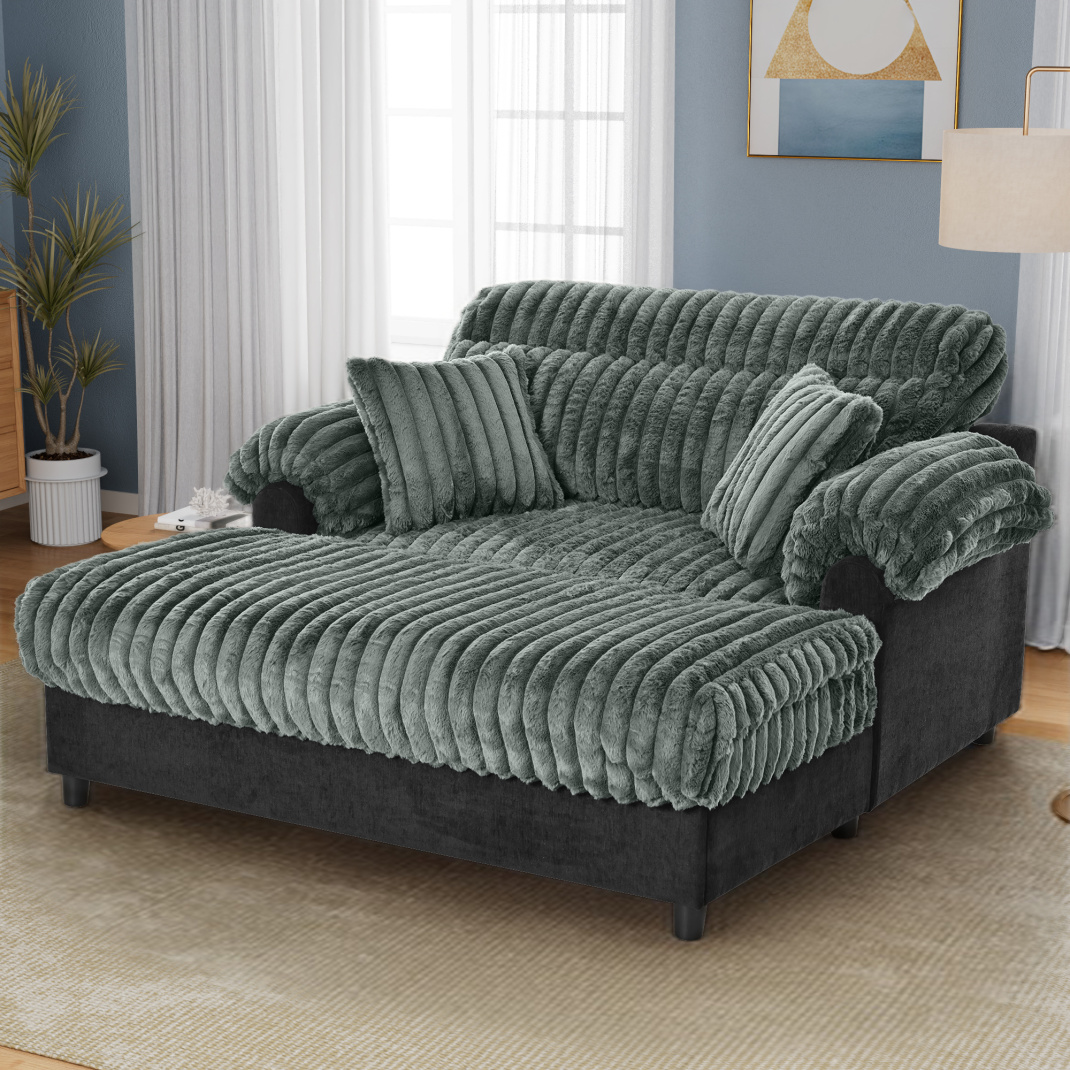 65.25" Modern Chaise Lounge Sofa with Ergonomic Backrest and Curved ...