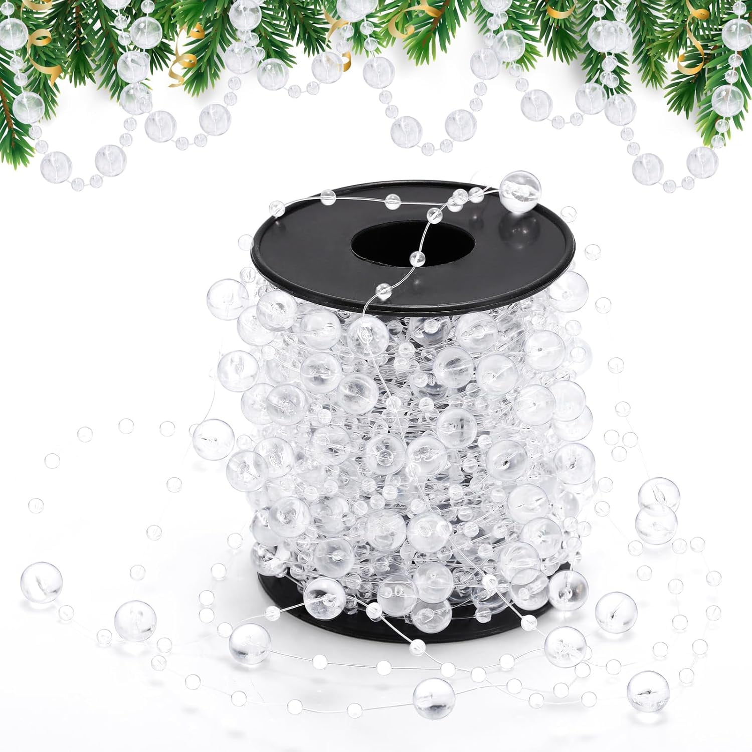 65.6 Feet Artificial Pearl Beads Garland Plastic Pearl Strands Chain ...