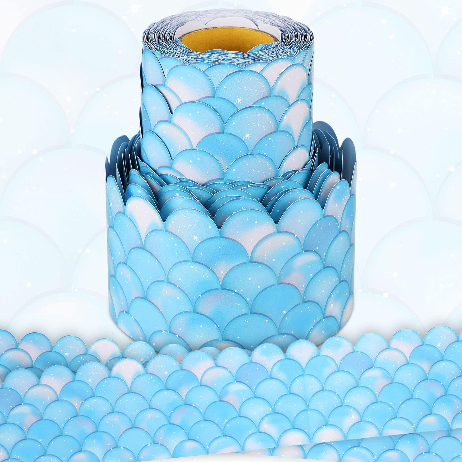 65.6 Feet Bulletin Board Borders Turquoise Scallops Borders Ocean Wave ...