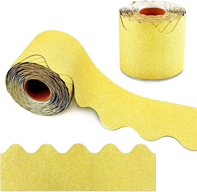 65.6 Feet Glitter Bulletin Board Border, Shine Glitter Scalloped ...