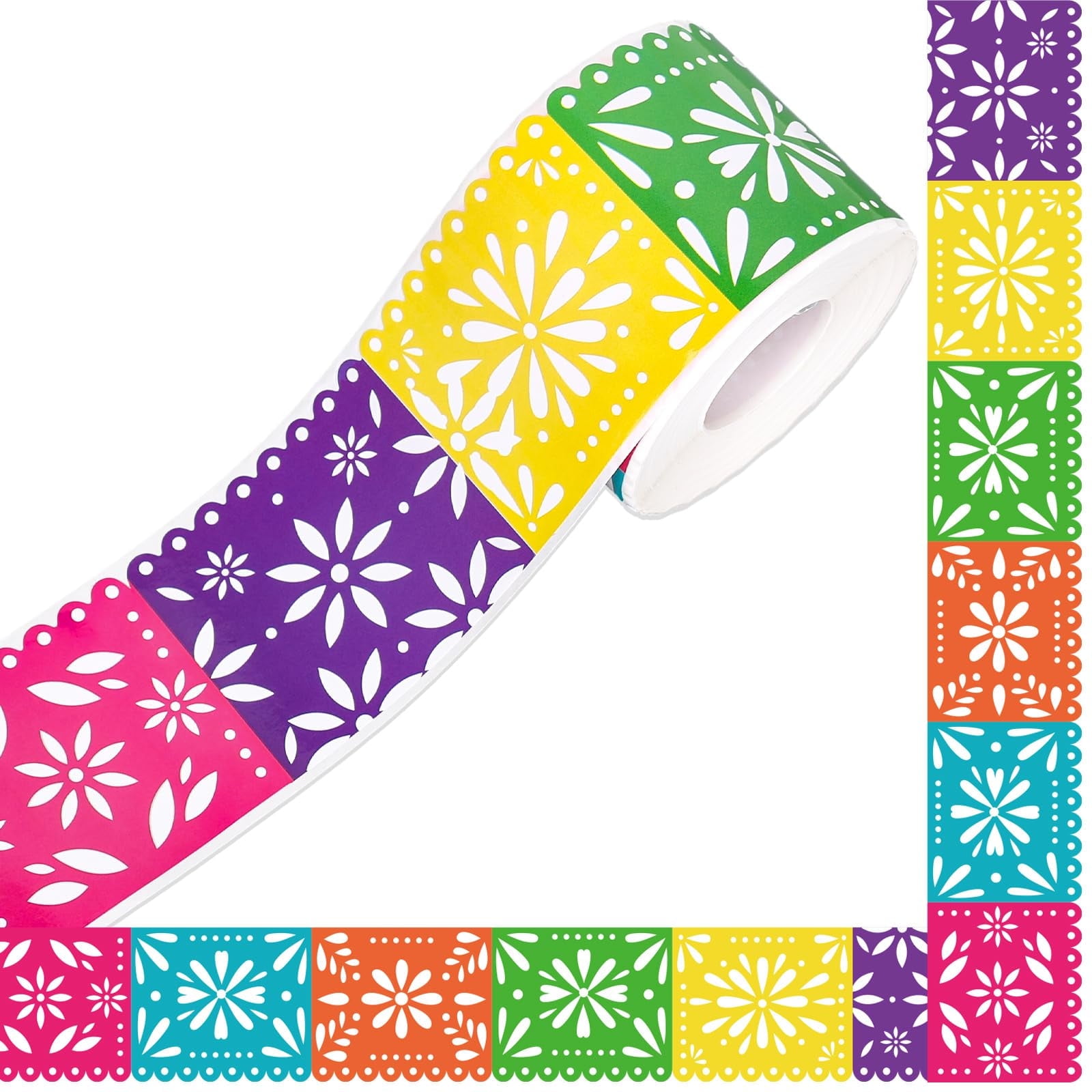 65.6 Ft Mexican Fiesta Bulletin Board Border Colorful Floral Cutouts ...
