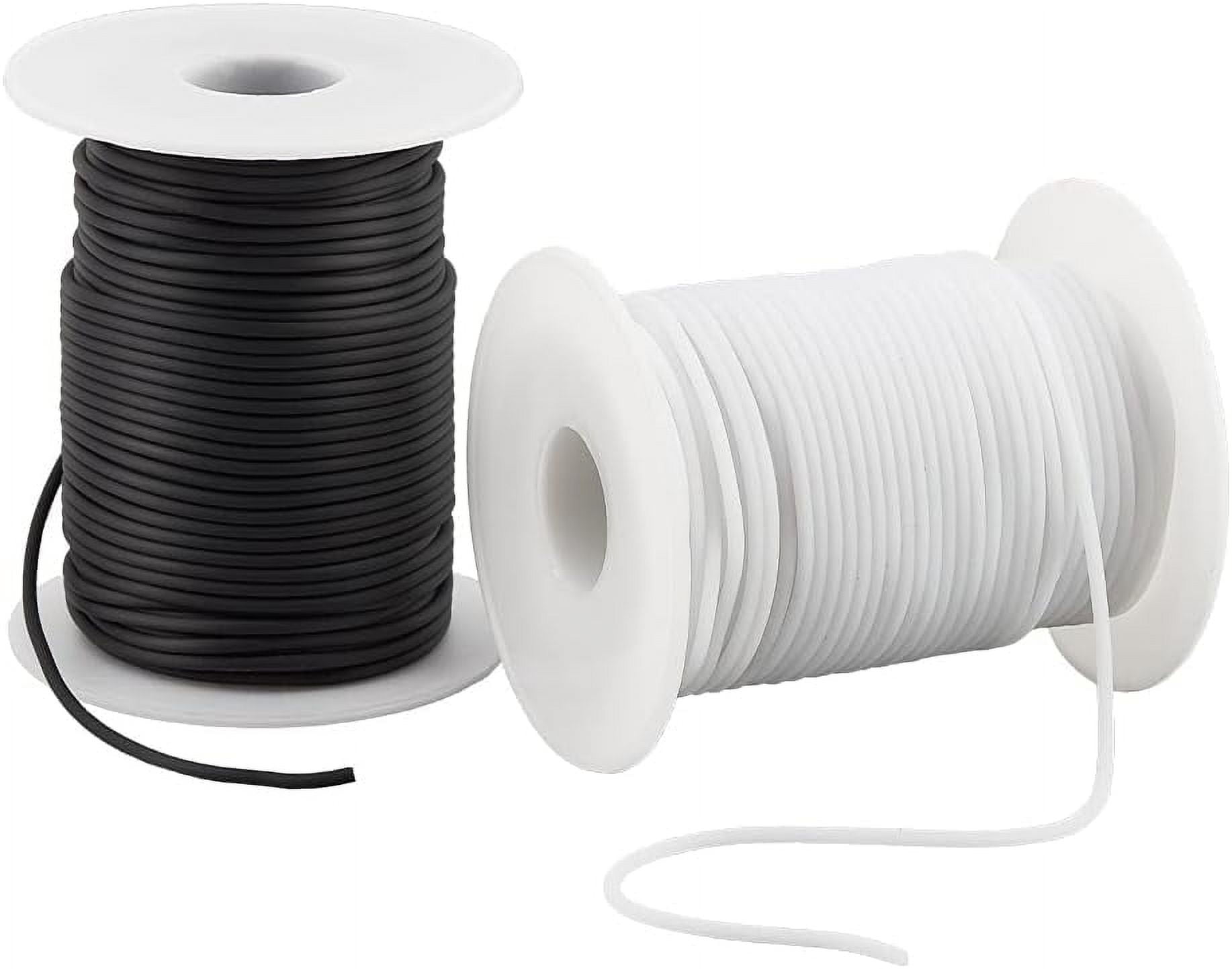 1Set 65.6 Yards/60m Solid Rubber Cord 2mm Black White Plastic Rope ...