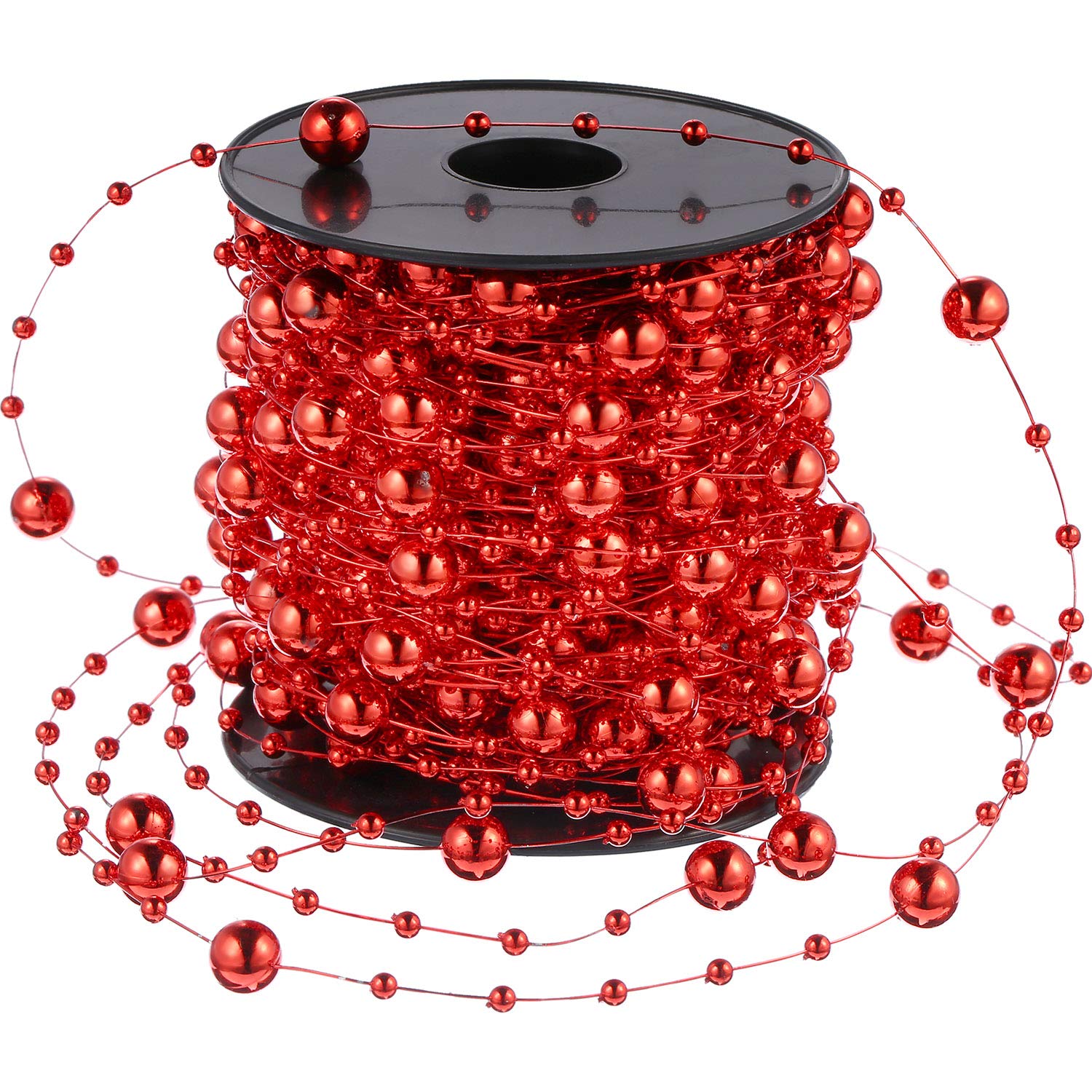 Artificial pearl bead garland, 65.6 ft beaded string for Christmas tree ...