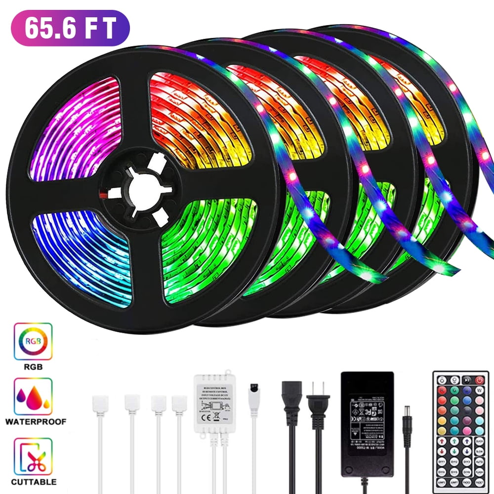 65.6FT/20M LED Strip Lights, Waterproof RGB LED Light Strip LED Strip ...