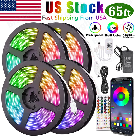65.6Ft Dream Color LED Lights for Bedroom, App Control Color Chasing ...