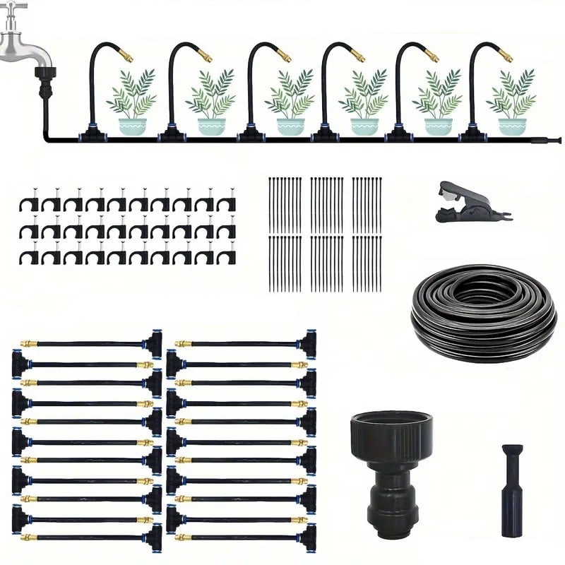 65.6Ft Drip Irrigation System, 360° Bendable Drip Irrigation Kit ...