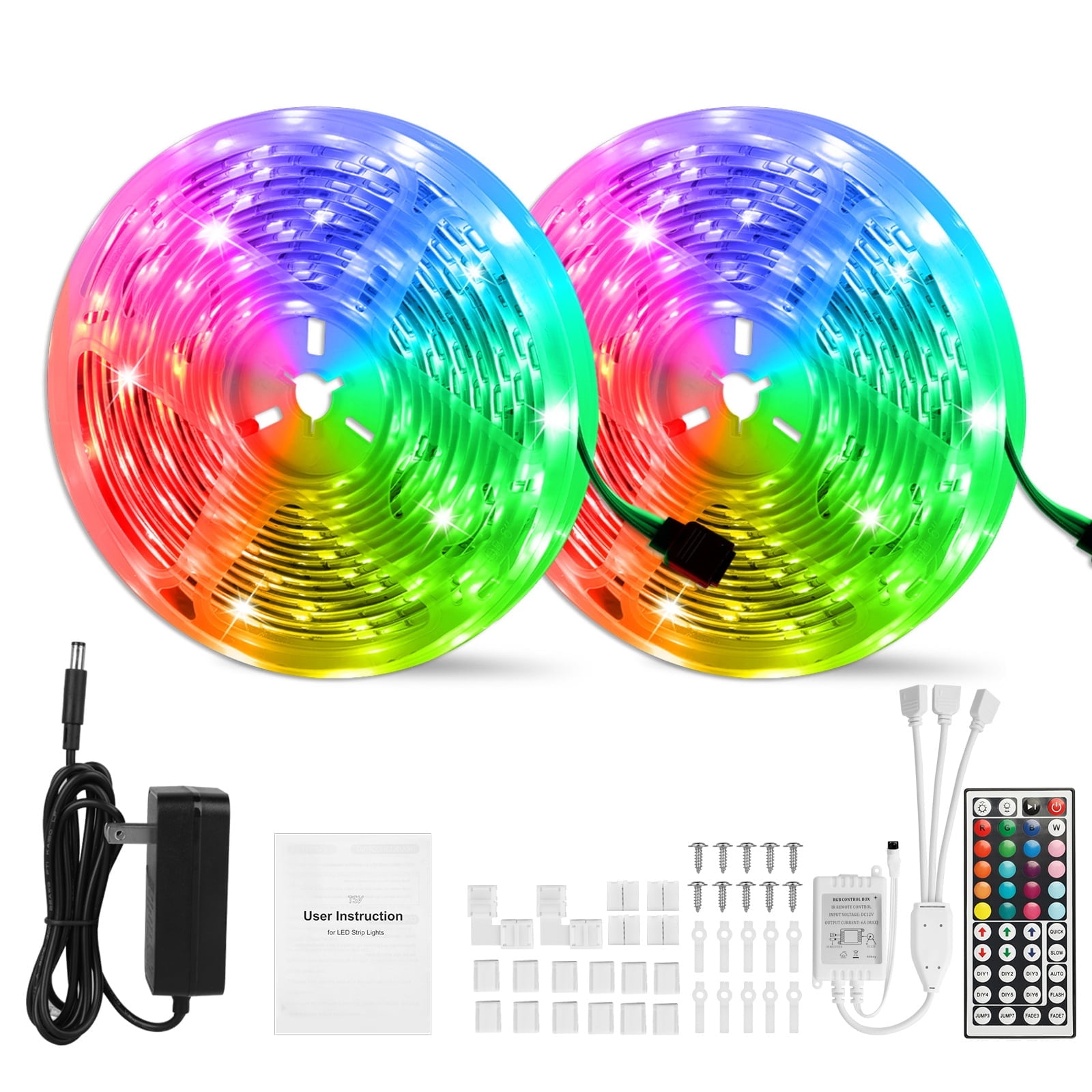 65.6ft LED Strip Lights for Bedroom, Color Changing Tape Light 5050 RGB Rope Lights Bias ...