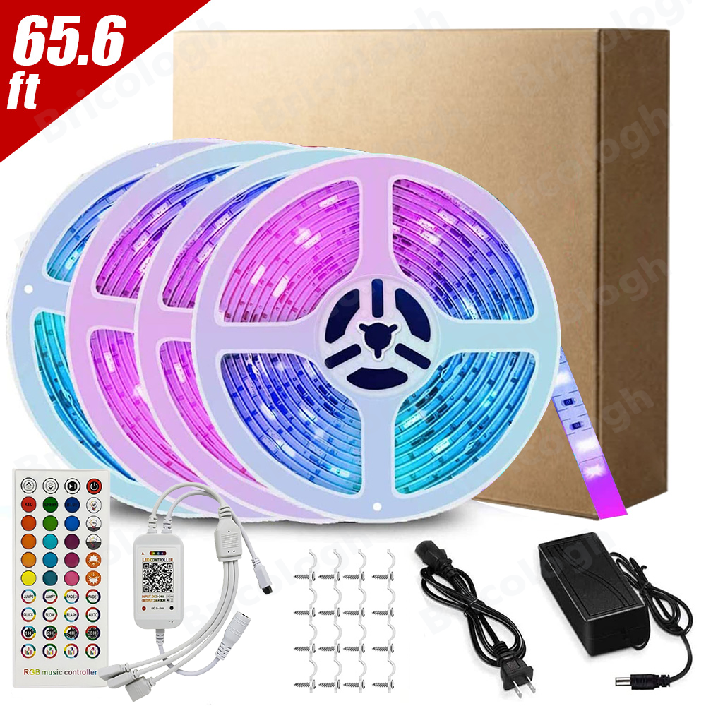 65.6ft Led Strip Lights, Ultra Long RGB 3528 Color Changing LED Light ...