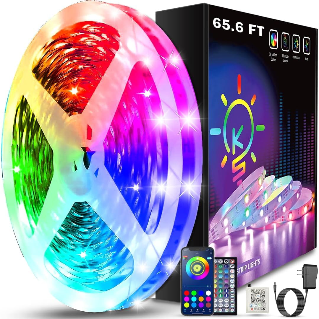 65.6ft Lights for , APP Control Music Sync Rope Lights with Remote ...